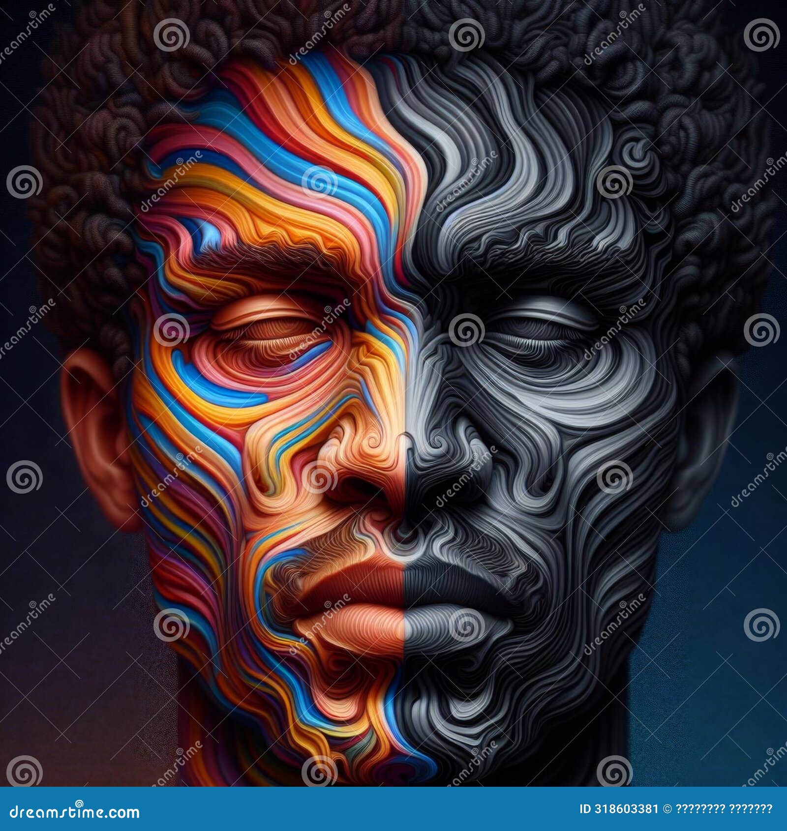 Illusion of Color Perception, with a Human Face with Emotions Stock ...