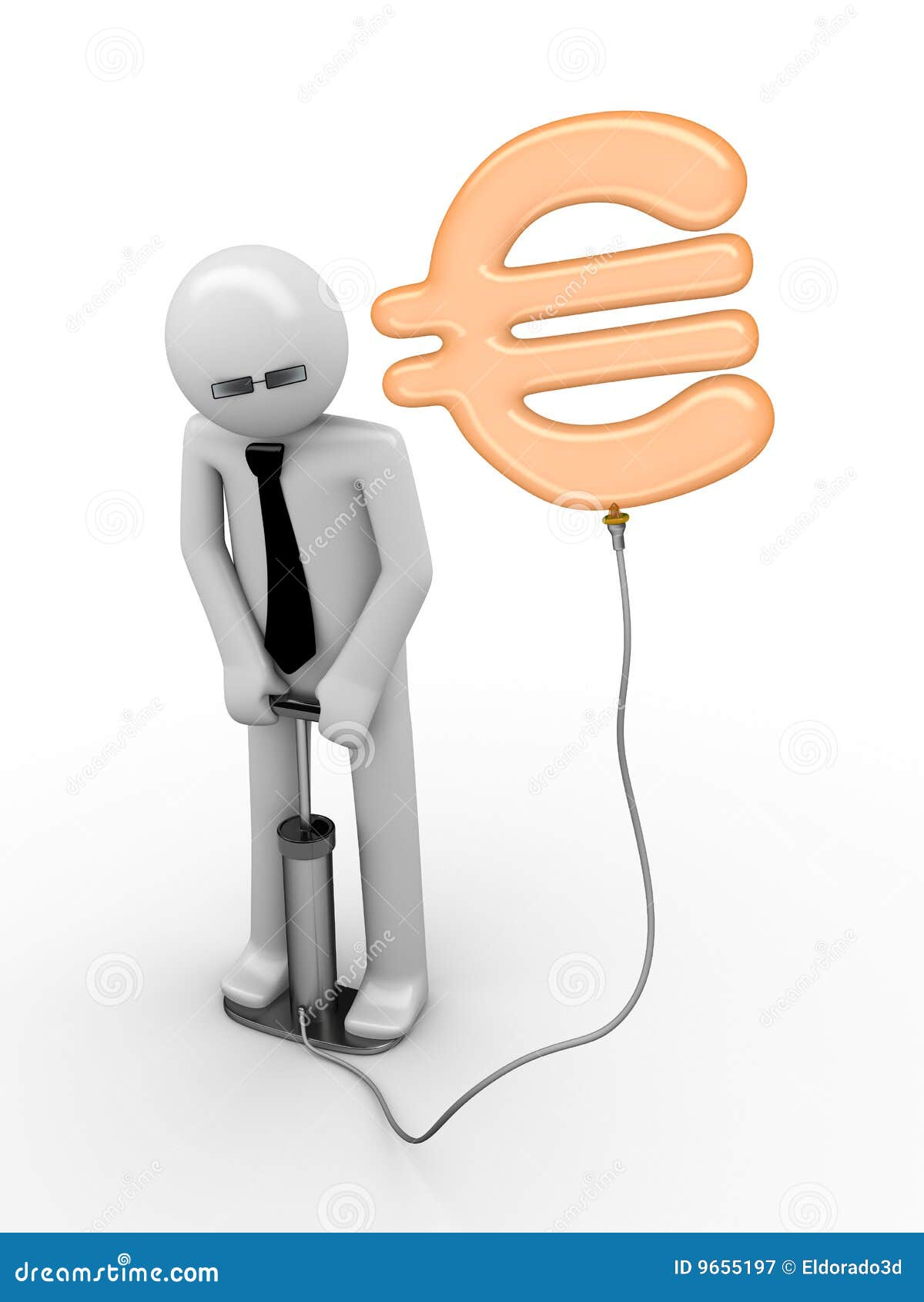 Illusion of a Euro: Man Pumping a Euro Sign Stock Illustration ...