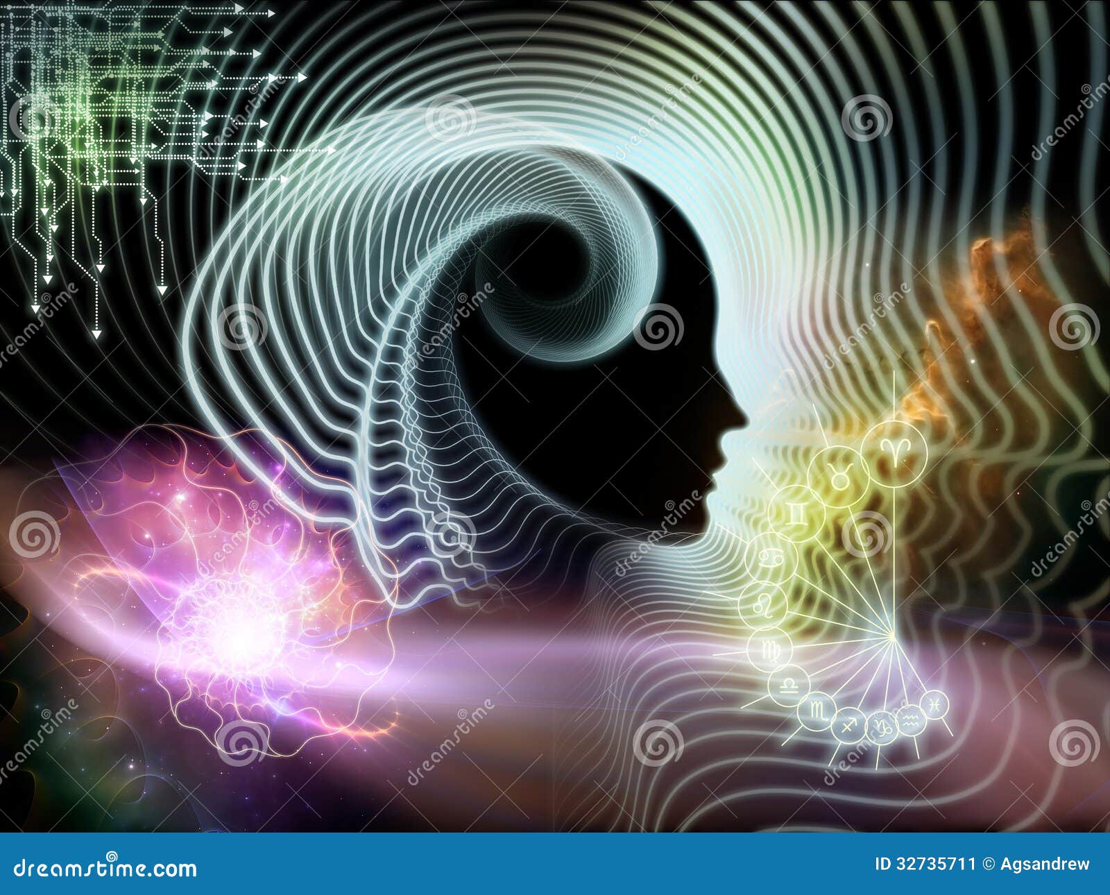 Illusion of Human Mind stock illustration. Illustration of nebulae ...