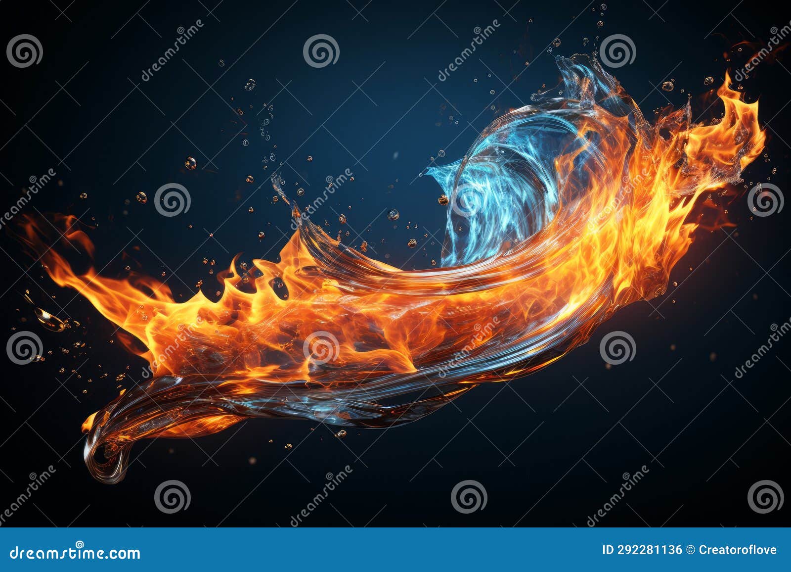 An Illusion Image of the Water Flame Stock Illustration - Illustration ...
