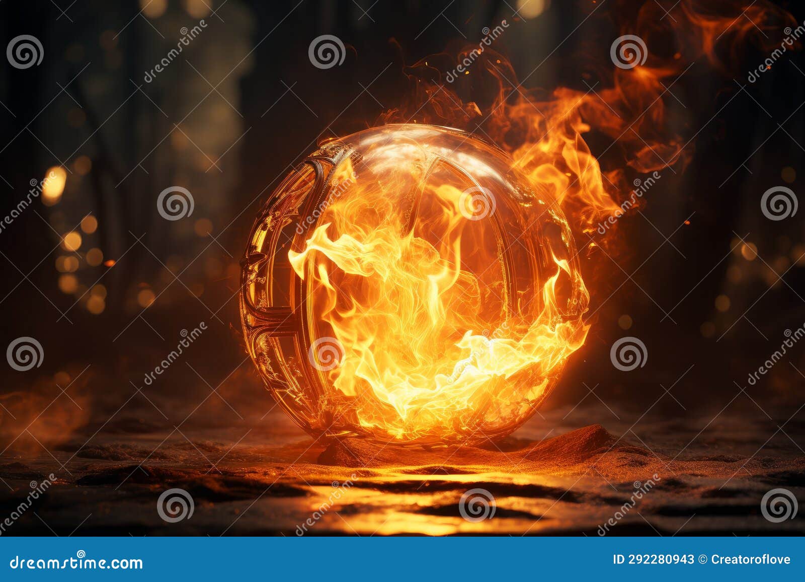 An Illusion of the Magical Fire Ball Stock Illustration - Illustration ...