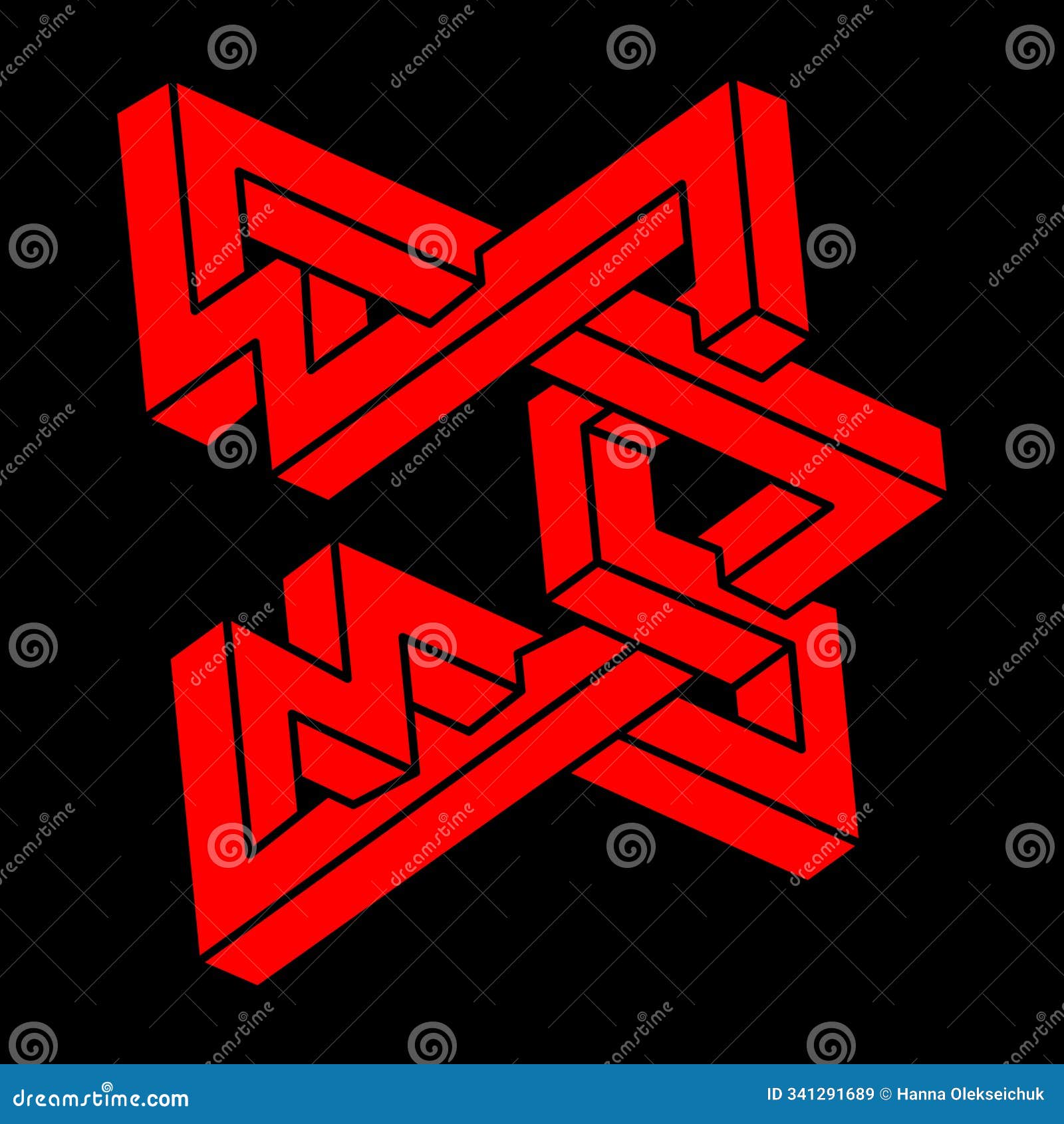 Illusion Shape. Escher Paradox. 3d Geometry. Optical Illusion Figure ...