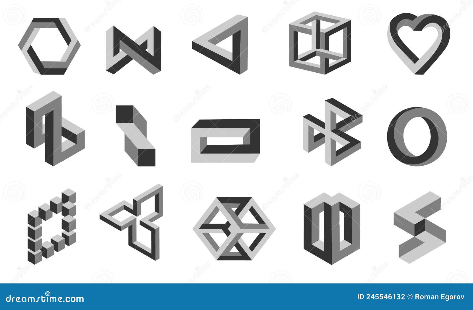 Illusion Shapes. Impossible Figures and Optical Delusion Collection ...