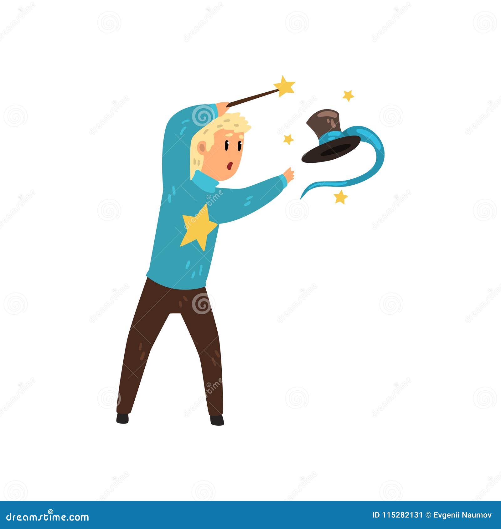 Illusionist Performing Focus with Cylinder Hat. Magician Showing Trick ...