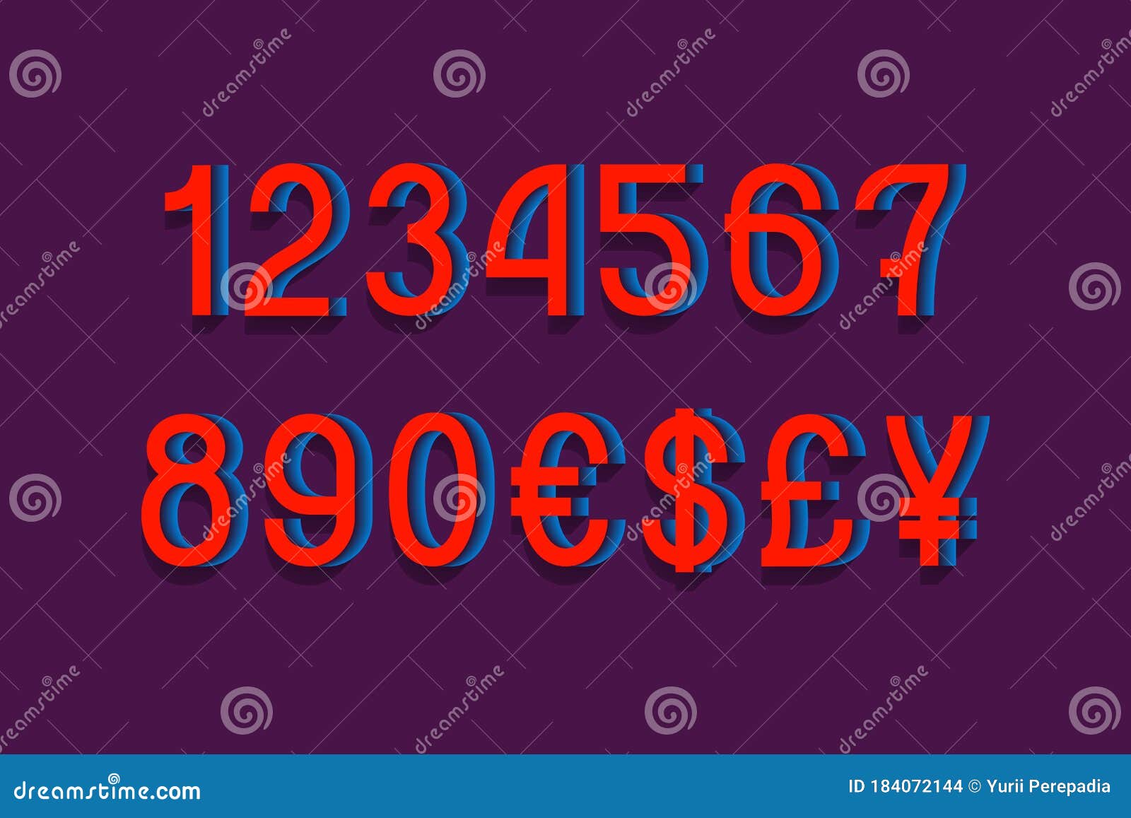 Illusive 3d Numbers with Currency Sign in Dynamic Vibrant Style Stock ...