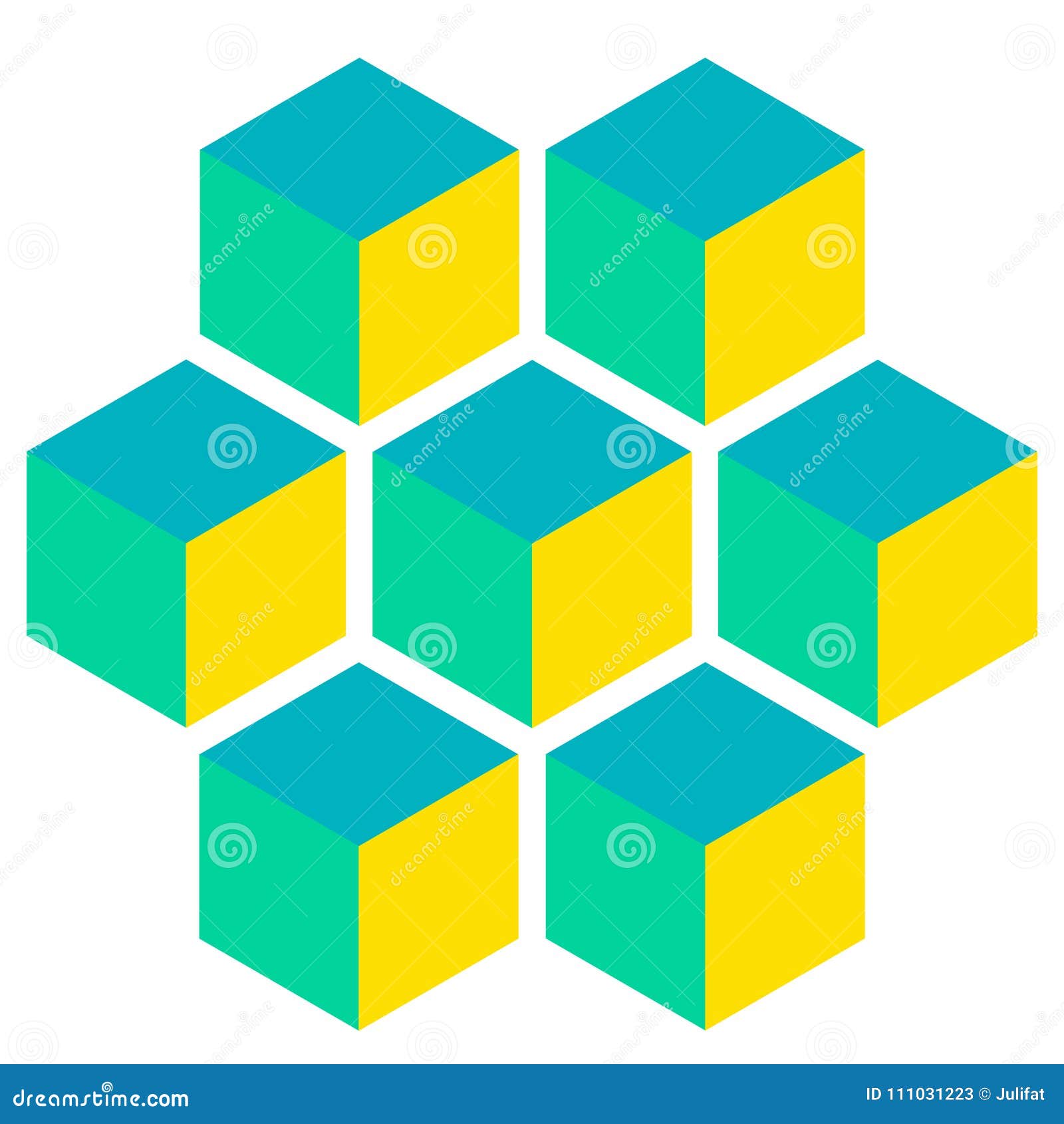 Illusive Figure Constructed of Isometric Cubes. Stock Vector ...