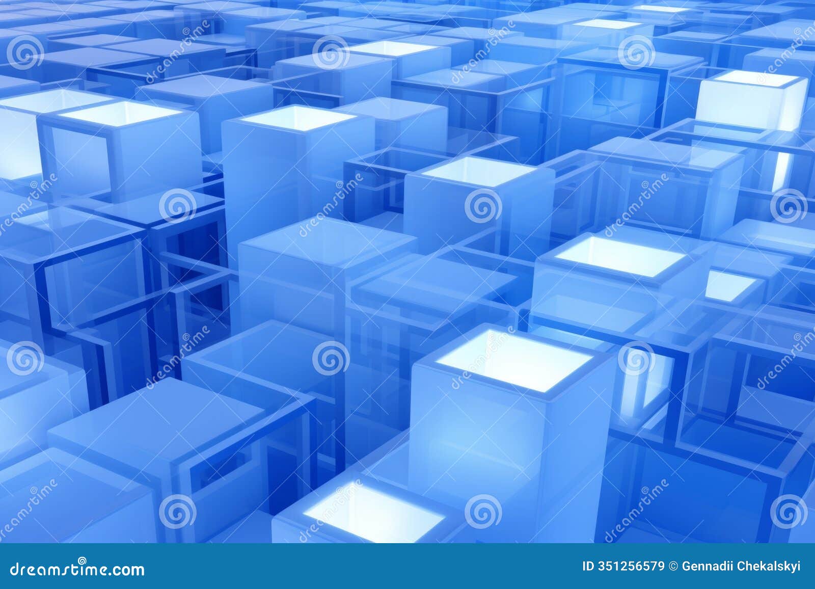 Illusory Cubes Overlapping Blue and White Shapes Creating a 3d Visual ...