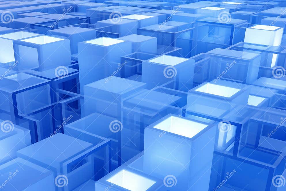 Illusory Cubes Overlapping Blue and White Shapes Creating a 3d Visual ...