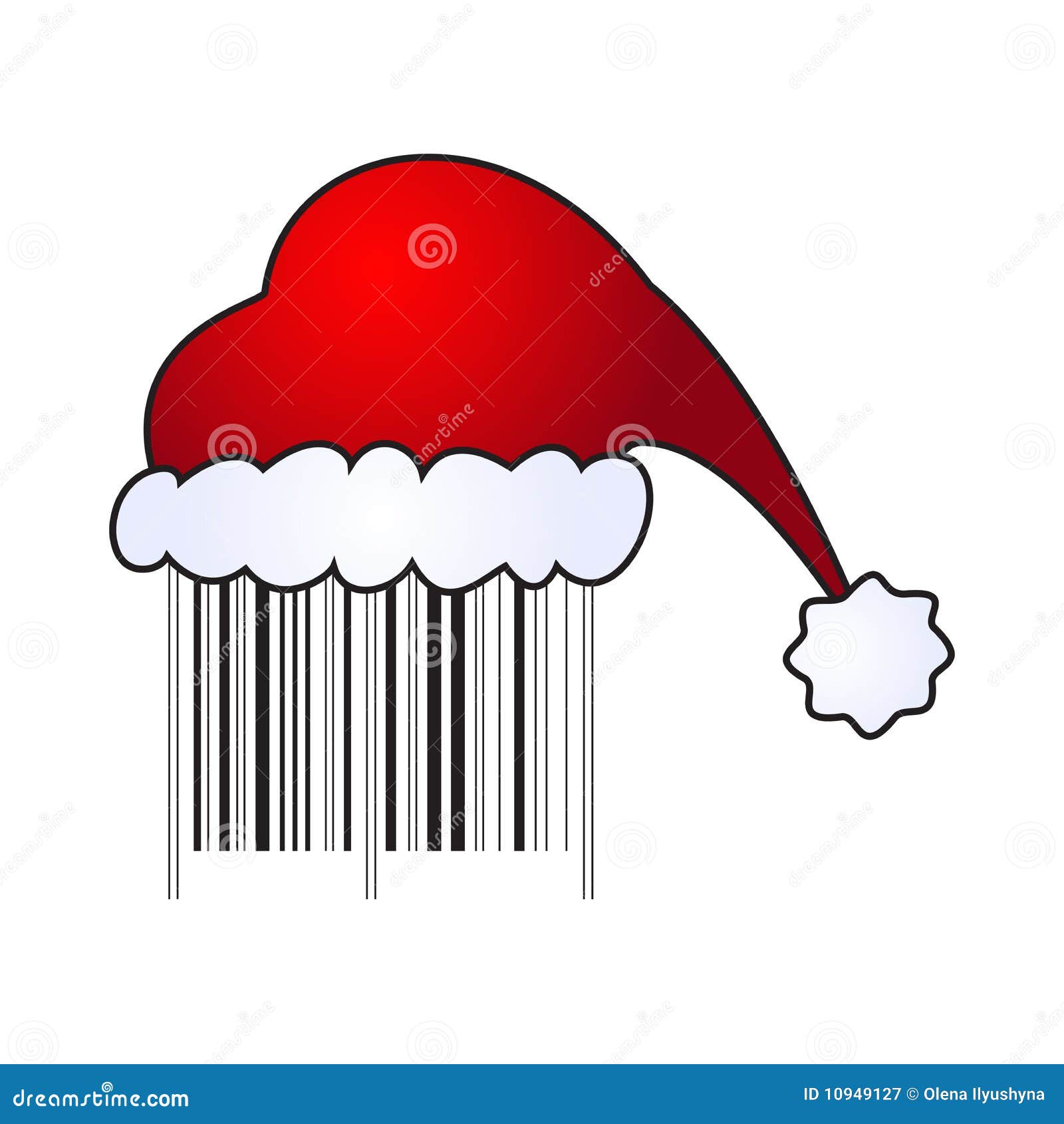 Illustartion of Santa S Cap on Barcode Stock Vector - Illustration of ...