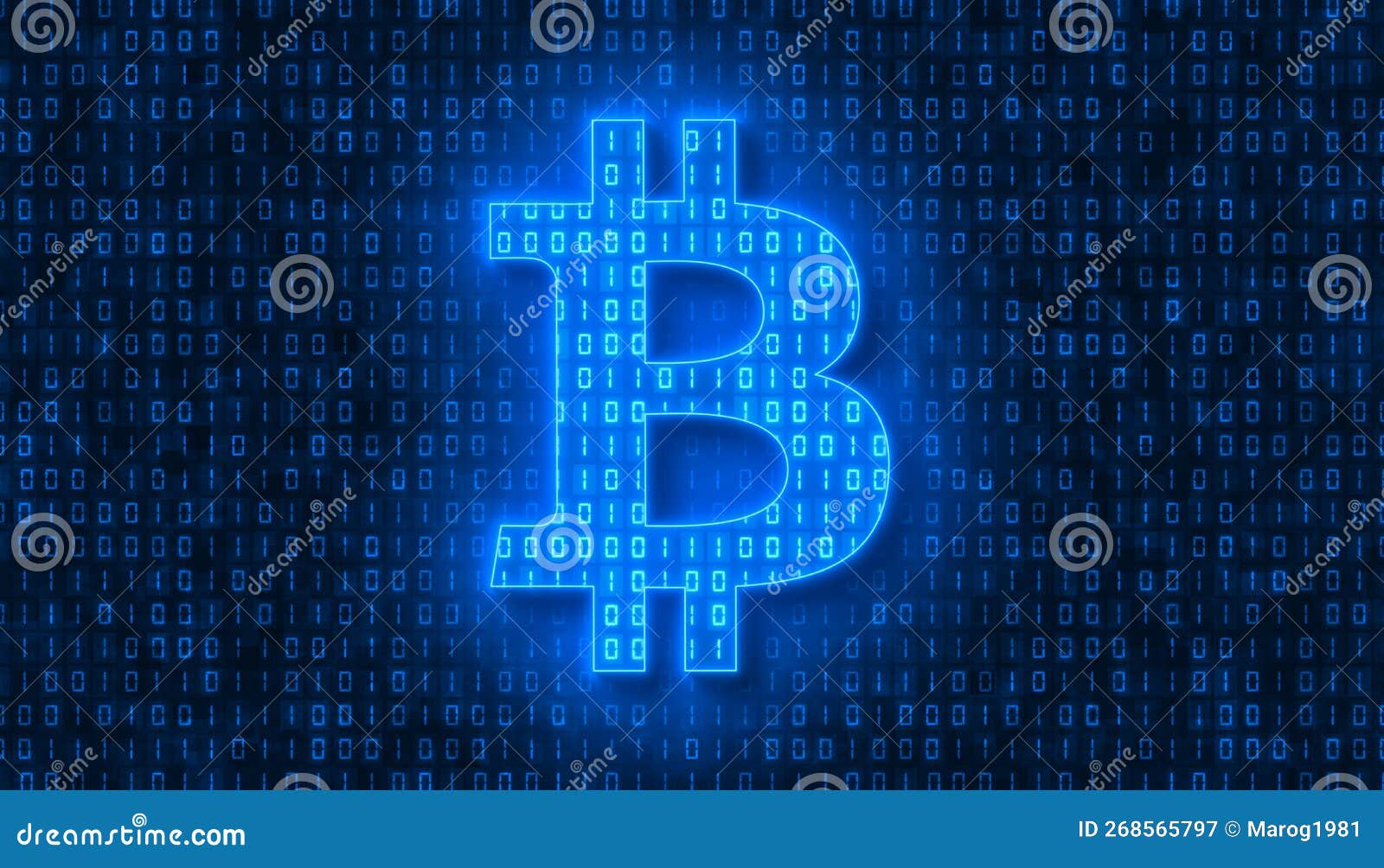 Illustation of Bitcoin Sign in Blue Stock Illustration - Illustration ...