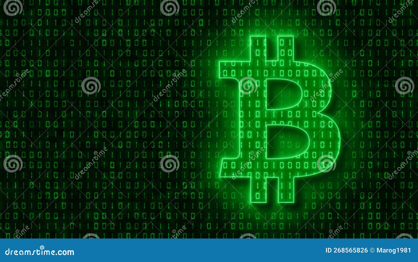 Illustation of Bitcoin Sign in Green Stock Illustration - Illustration ...