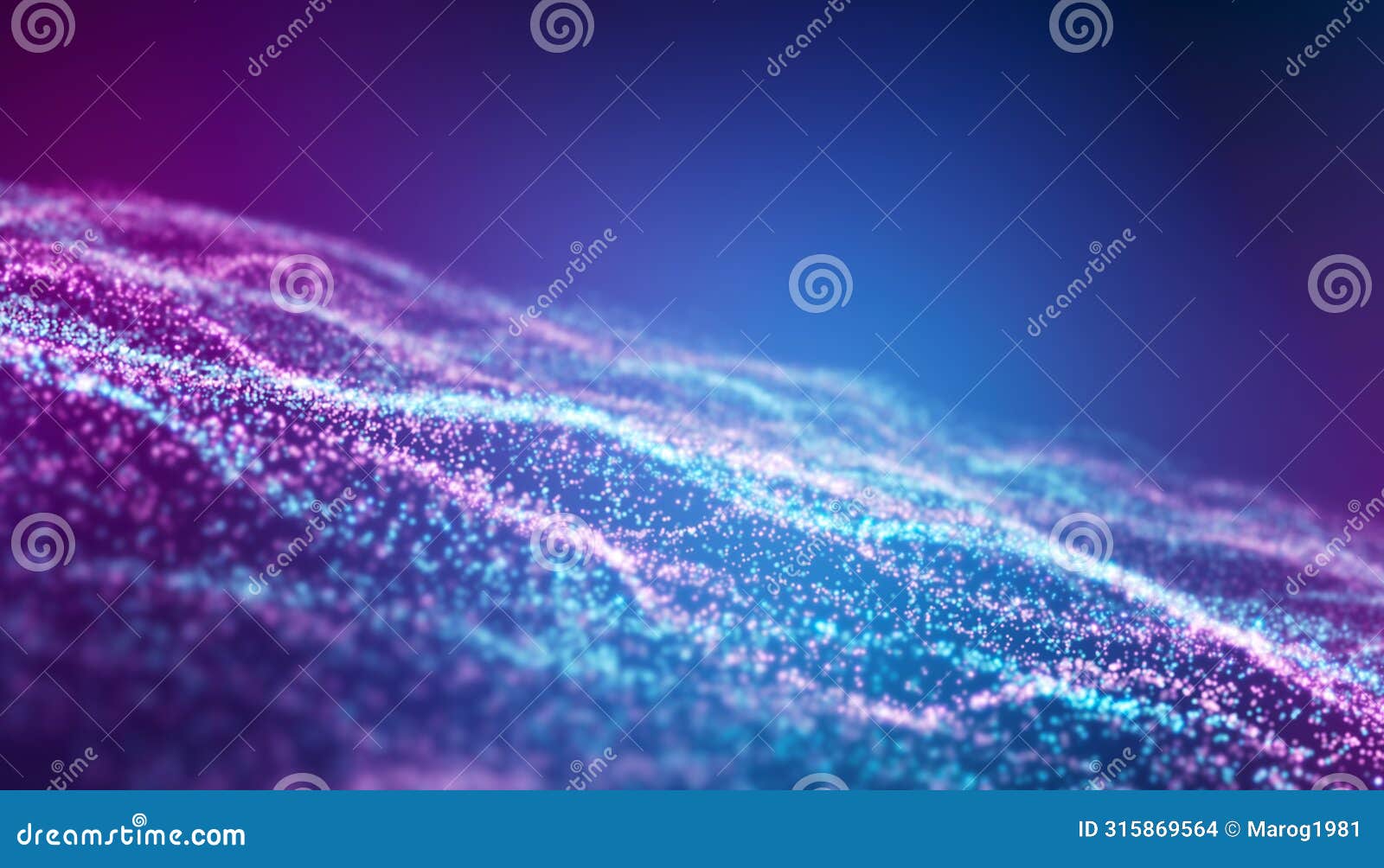 Illustation Of Blue And Pink Light Shine Particles Bokeh Over Blue And ...