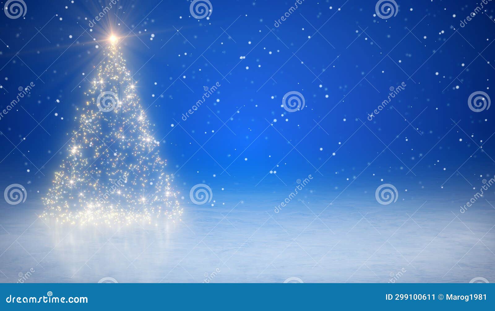 Illustation of a Christmas Tree on a Blue Background Stock Illustration ...