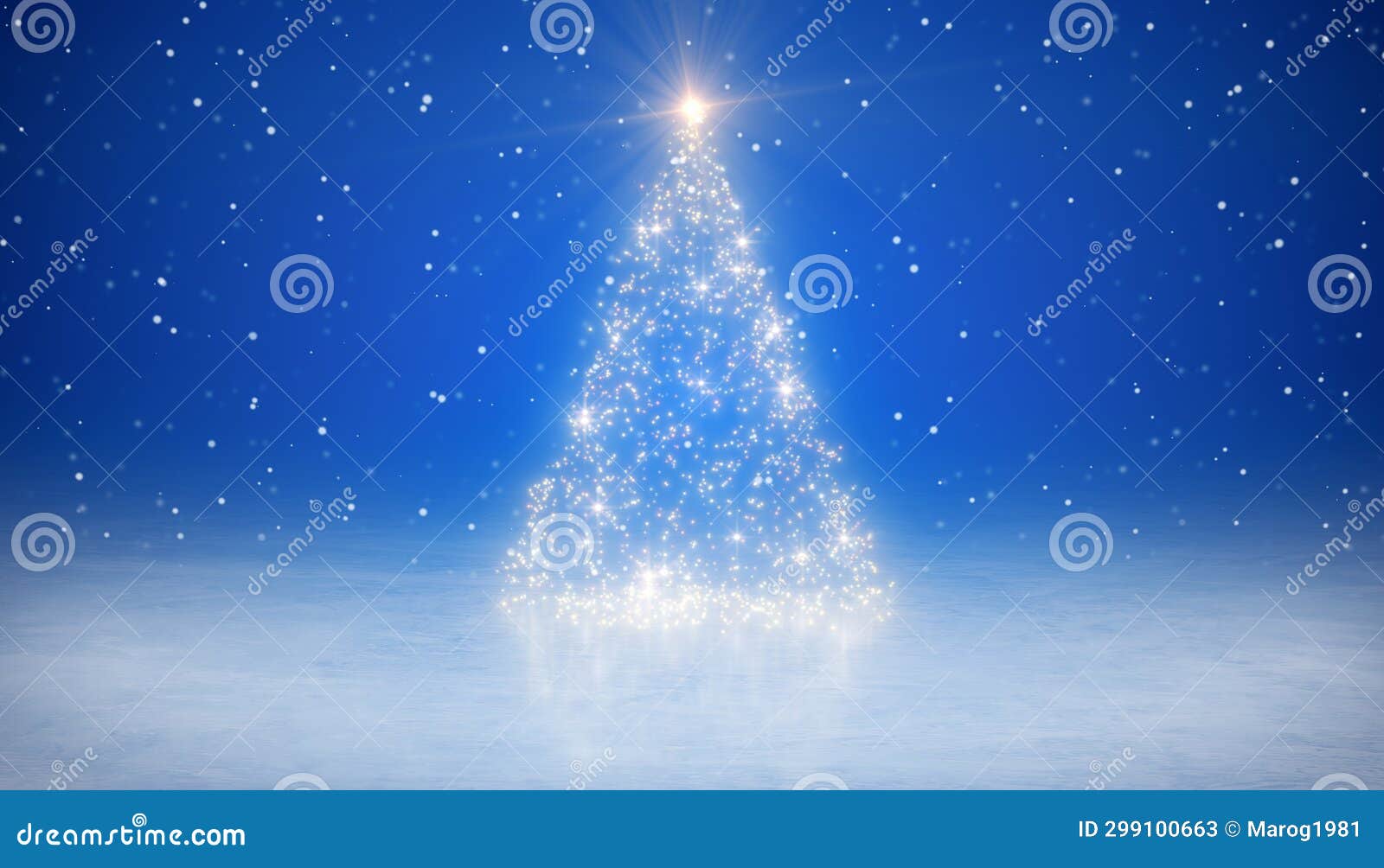 Illustation of a Christmas Tree on a Blue Background Stock Illustration ...