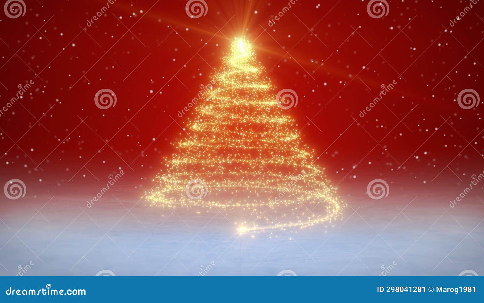 Illustation of a Christmas Tree on a Red Background Stock Illustration ...