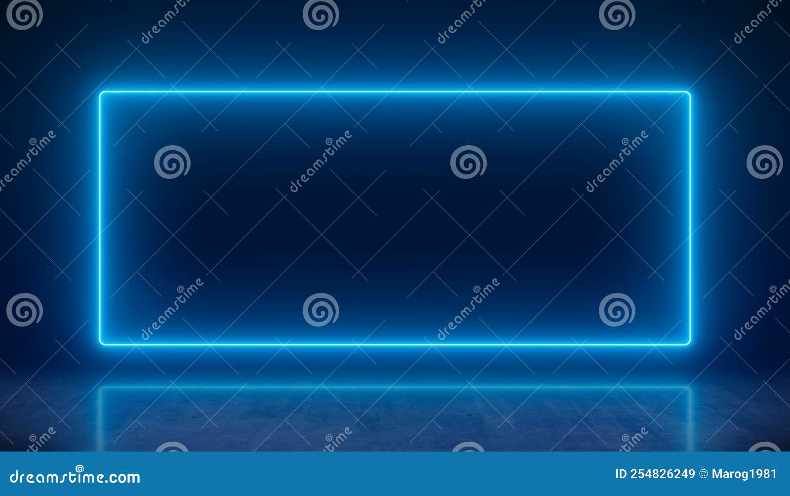 Illustation of Glowing Neon Rectangle in Blue Stock Illustration ...