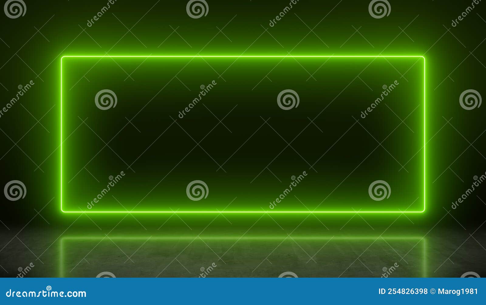 Illustation of Glowing Neon Rectangle in Green Stock Illustration ...