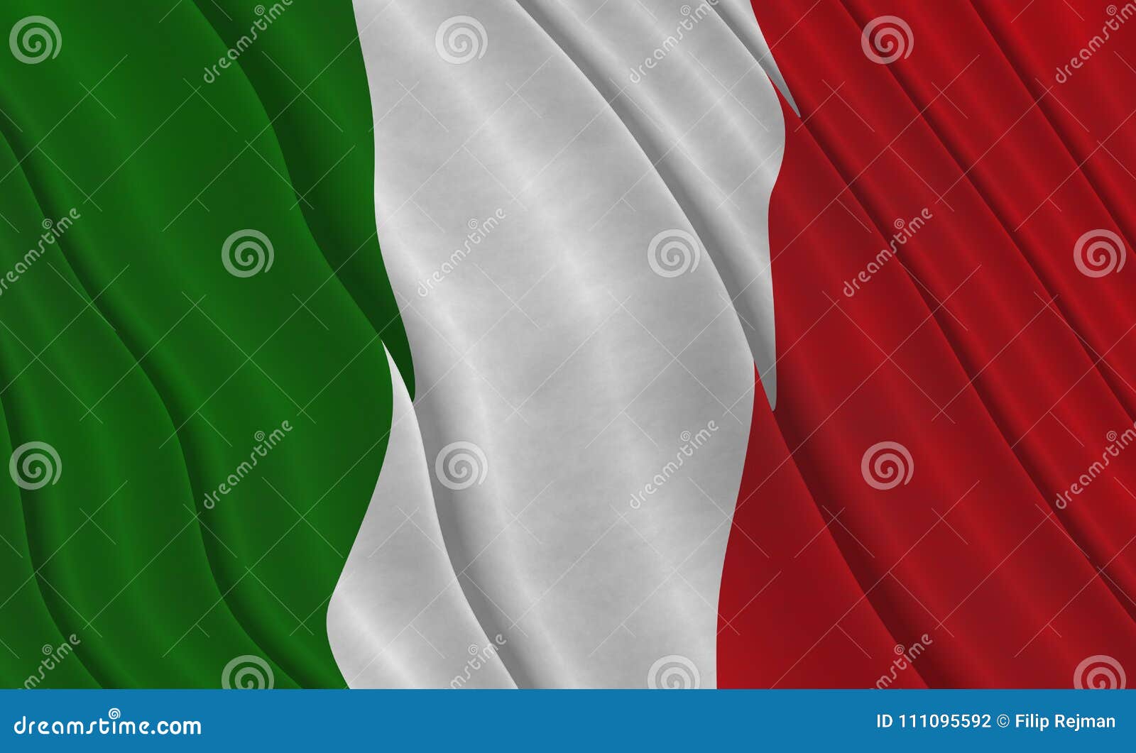 Illustraion of a Flying Italian Flag Stock Illustration - Illustration ...