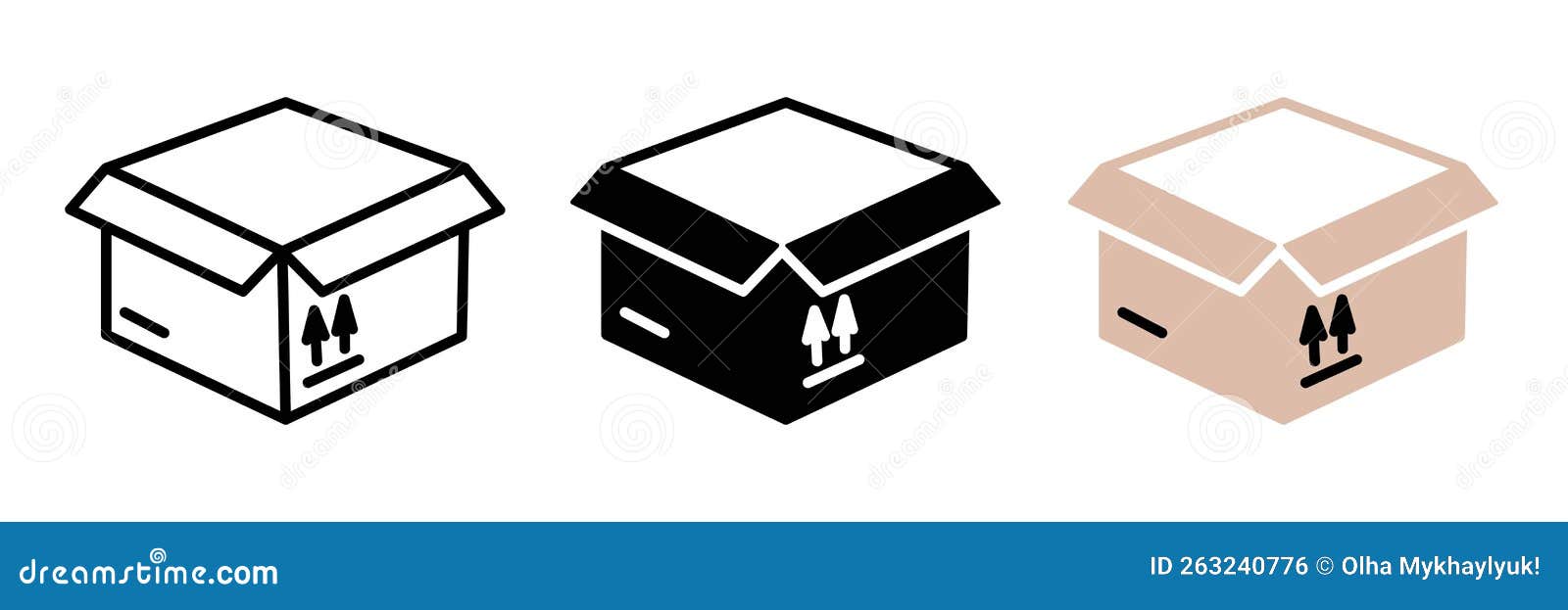 Illustraion of Open Color Cardboard Boxes. Eps 10 Stock Vector ...