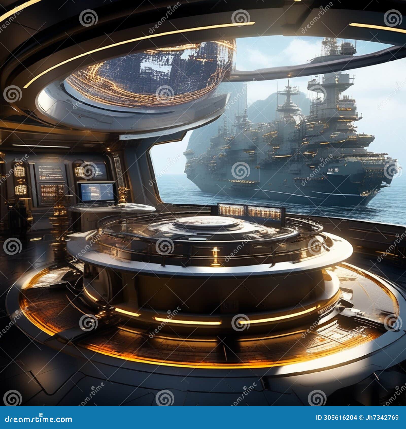 Illustrate an Ai Controlled Navigation Room with Advanced Technology ...