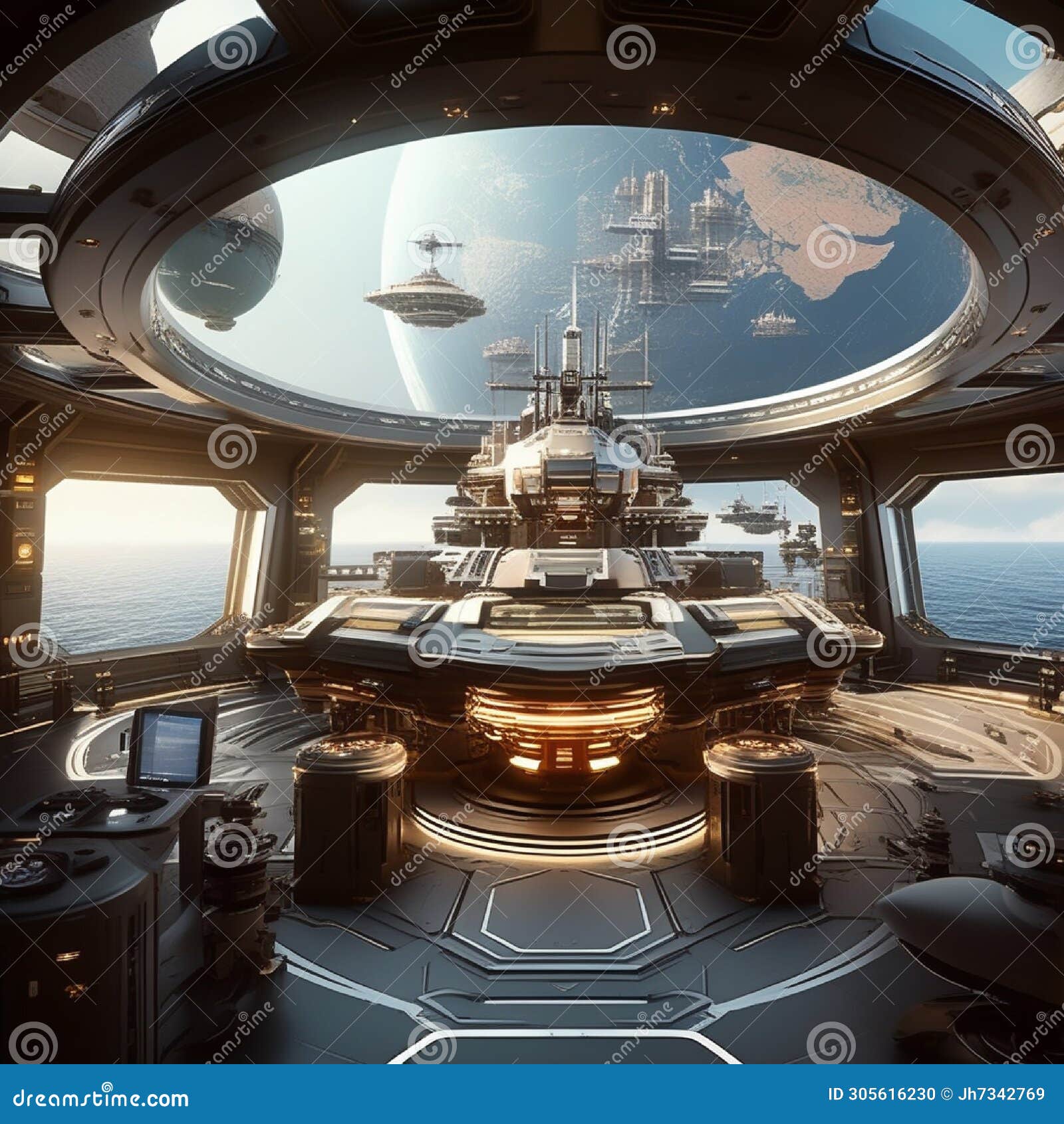 Illustrate an Ai Controlled Navigation Room with Advanced Technology ...