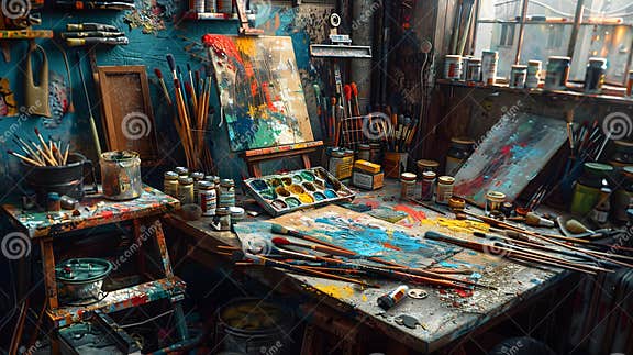 Illustrate a Cluttered Artists Workspace from a Dynamic Tilted ... Illustrate a Cluttered Artists Workspace from a Dynamic Tilted ...
