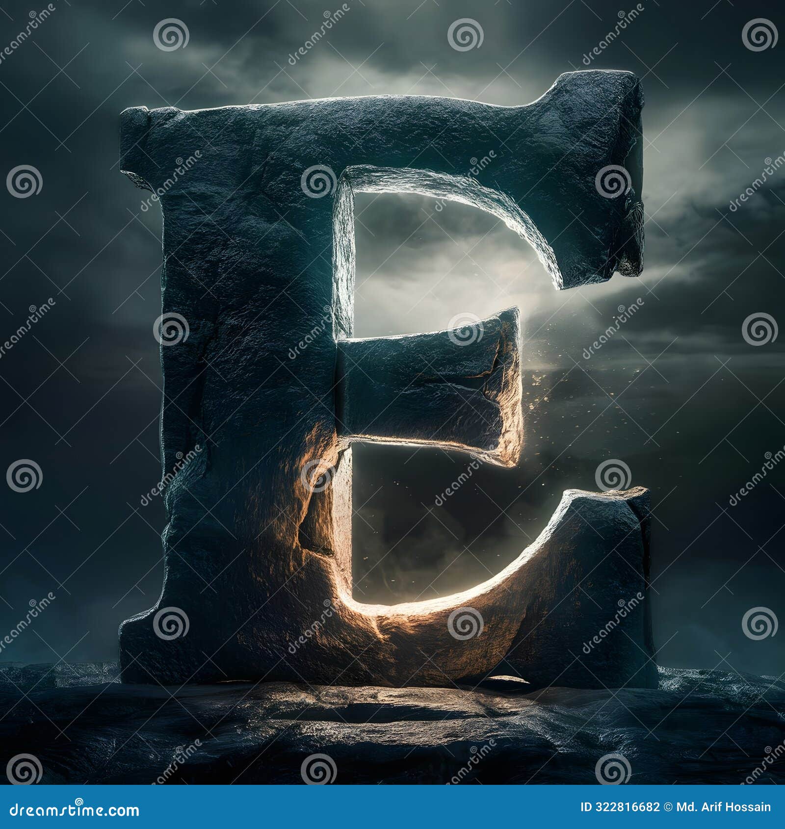 3D View of the Letter E with a Stone Texture Ai Generate Stock ...
