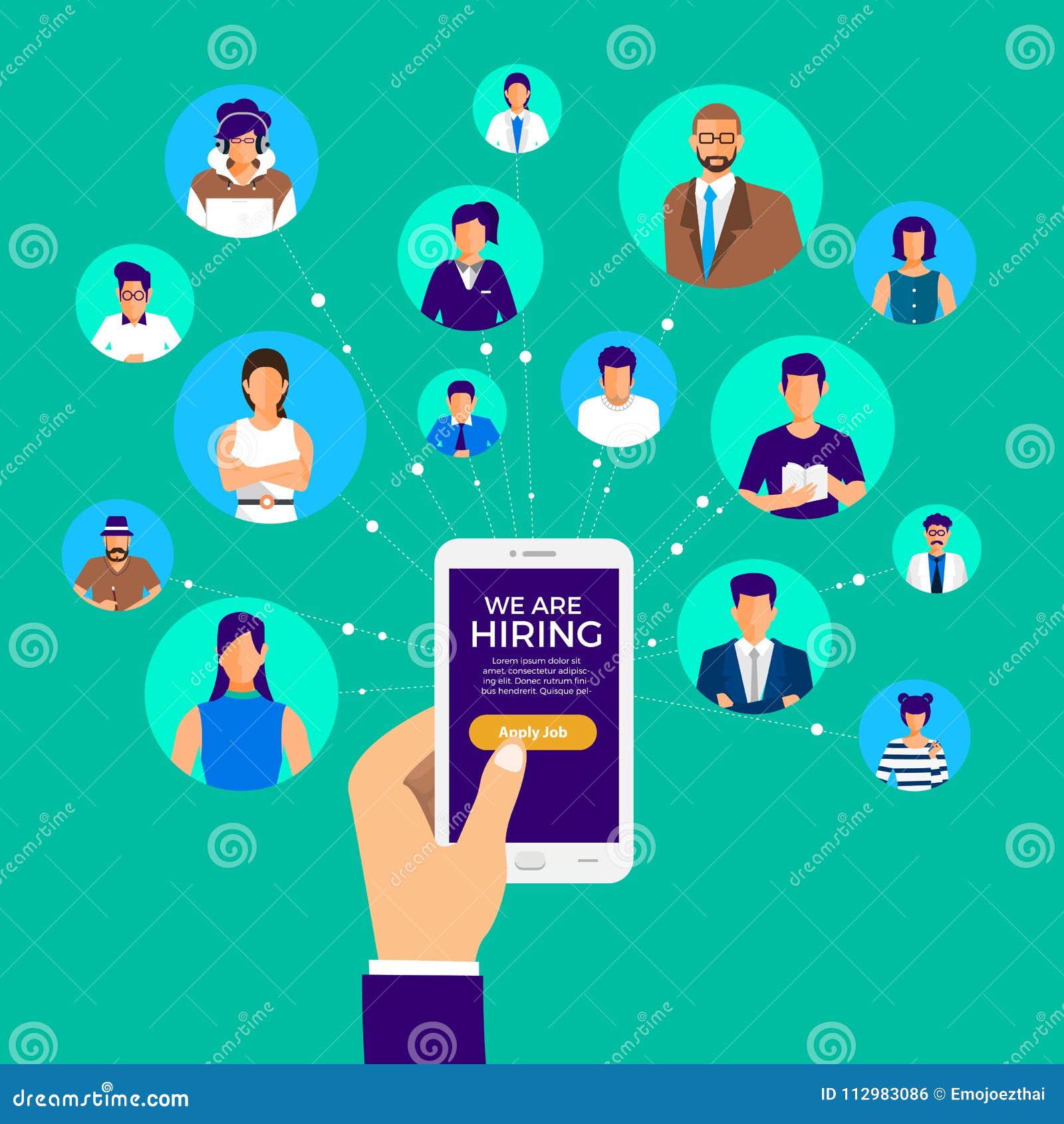 Illustrate Design Concept the Finding Employee. HR Job Seeking. Vector ...