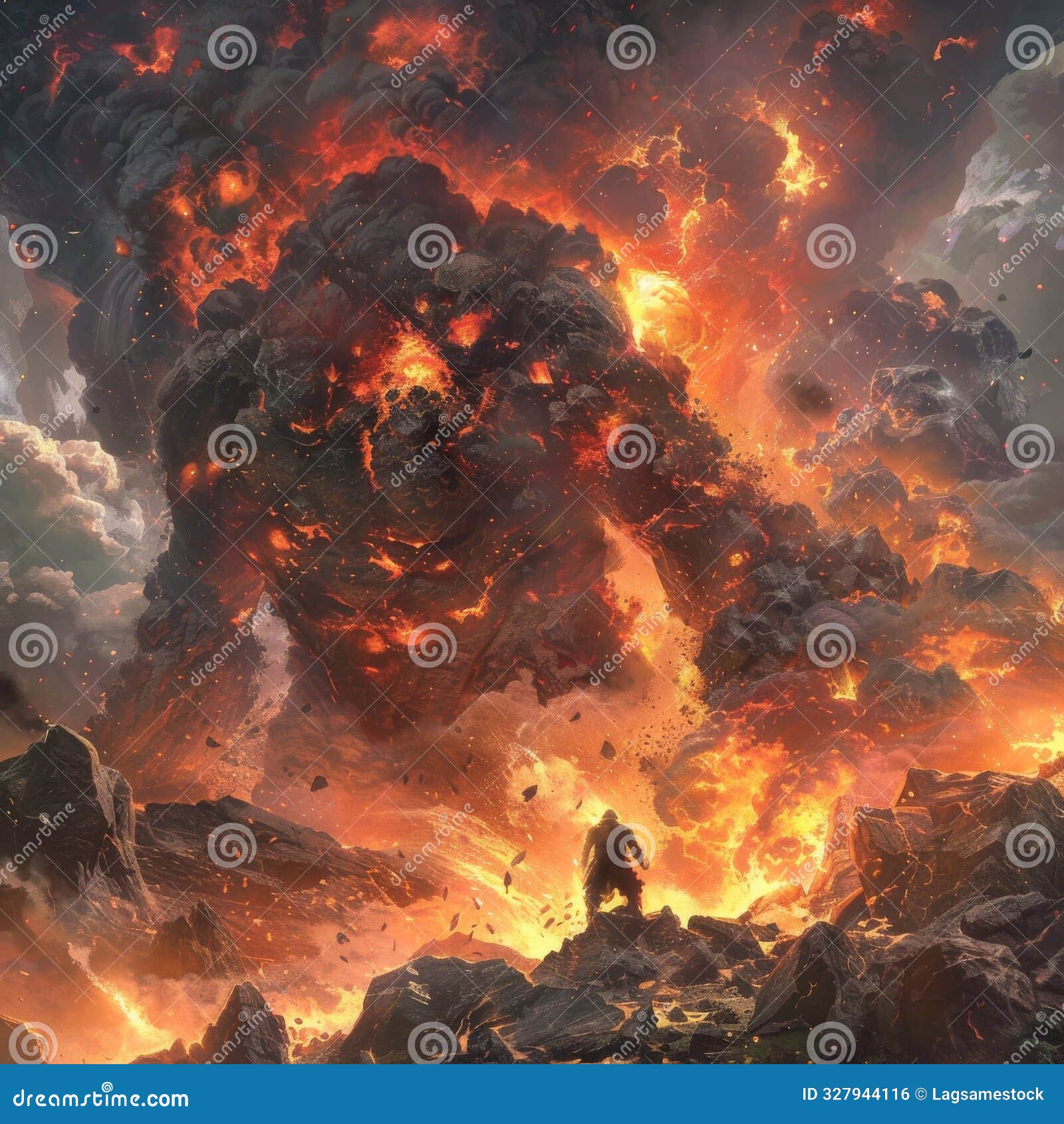 Illustrate the Fierce Confrontation between an Ancient Lava Elemental ...