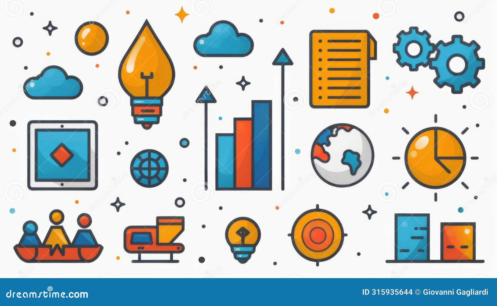 Illustrate Icons Featuring a Ladder, Symbolizing Progress and Upward ...