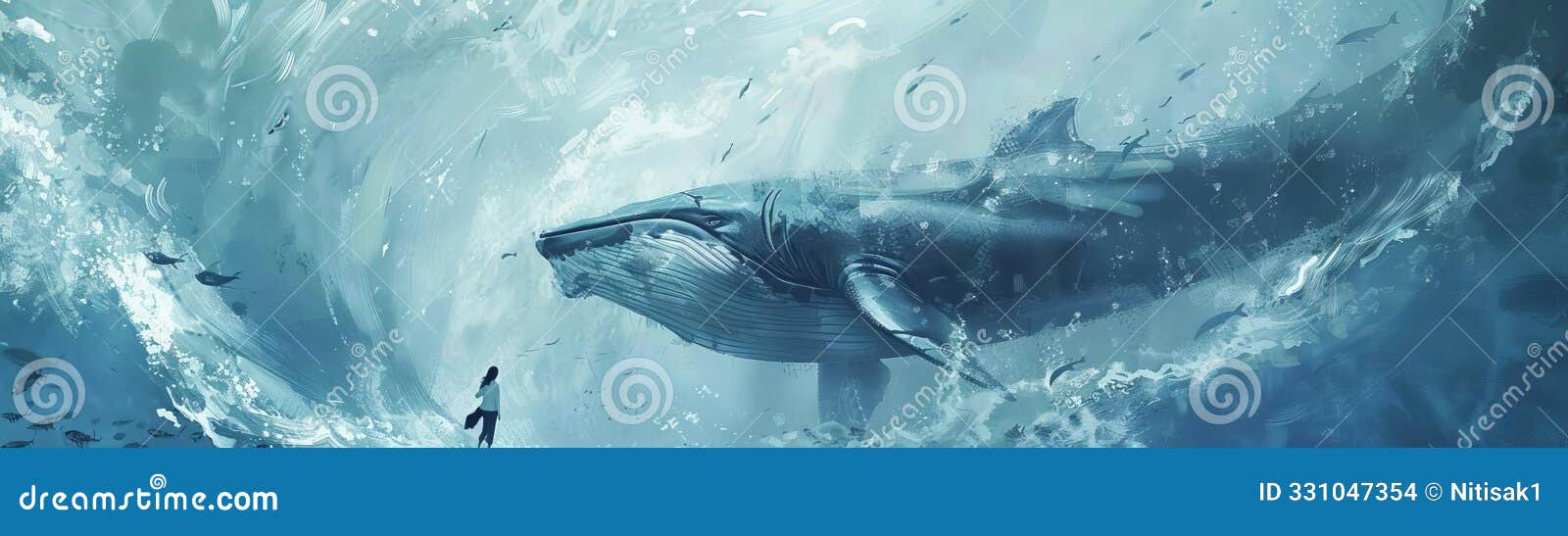 Illustrate Mythical Creatures In A Captivating Side View Underwater ...