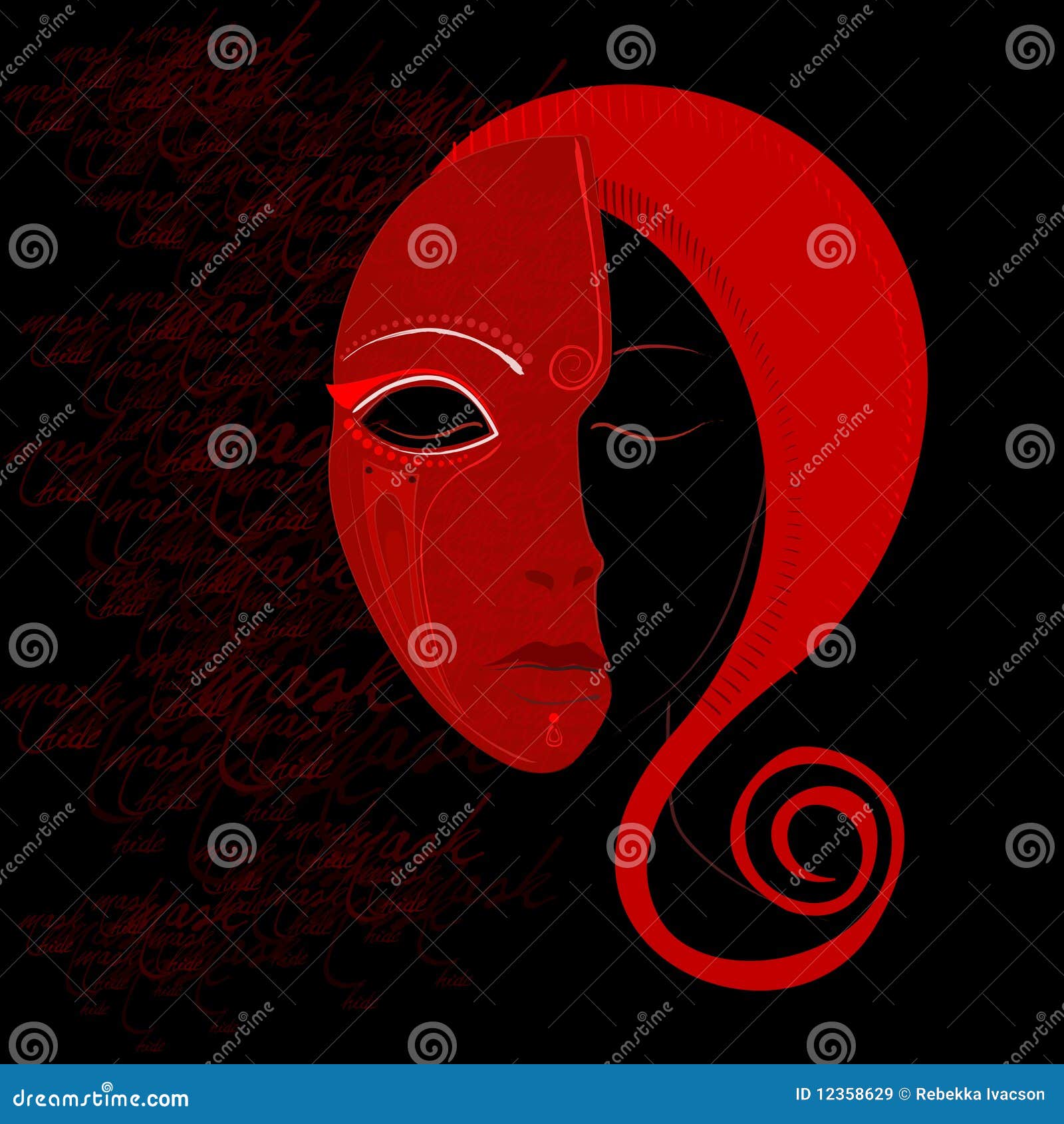 Illustrated Abstract Girl with Mask Stock Vector - Illustration of ...