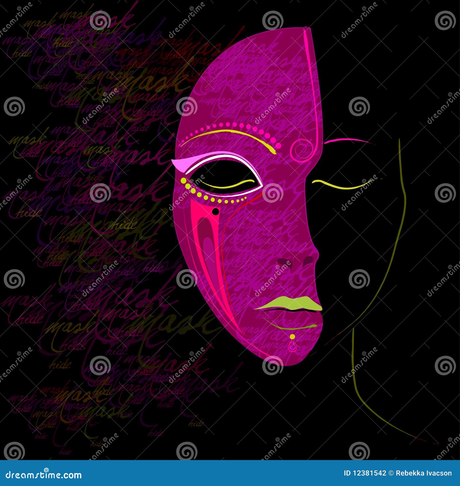 Illustrated Abstract Girl with Mask Stock Vector - Illustration of ...