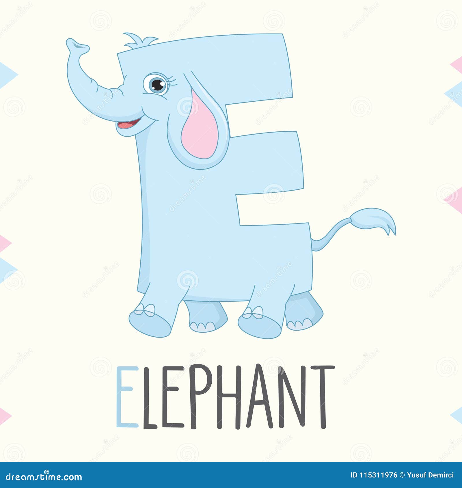 Illustrated Alphabet Letter E and Elephant Stock Vector - Illustration ...