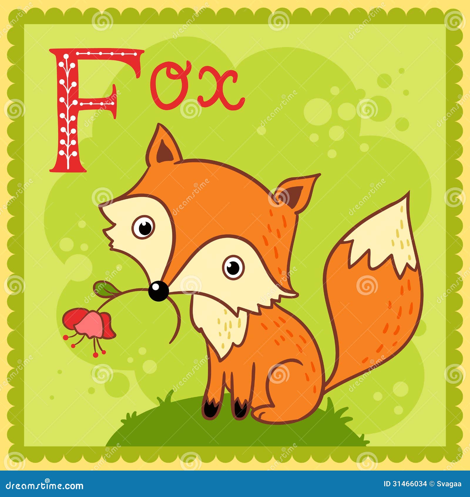 Illustrated Alphabet Letter F and Fox. Stock Vector - Illustration of ...