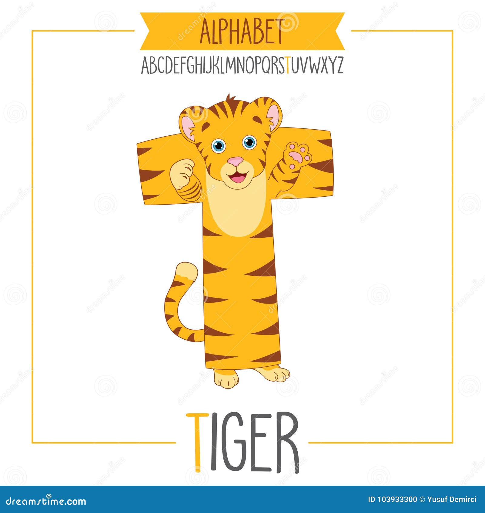 Illustrated Alphabet Letter T and Tiger Stock Vector - Illustration of ...