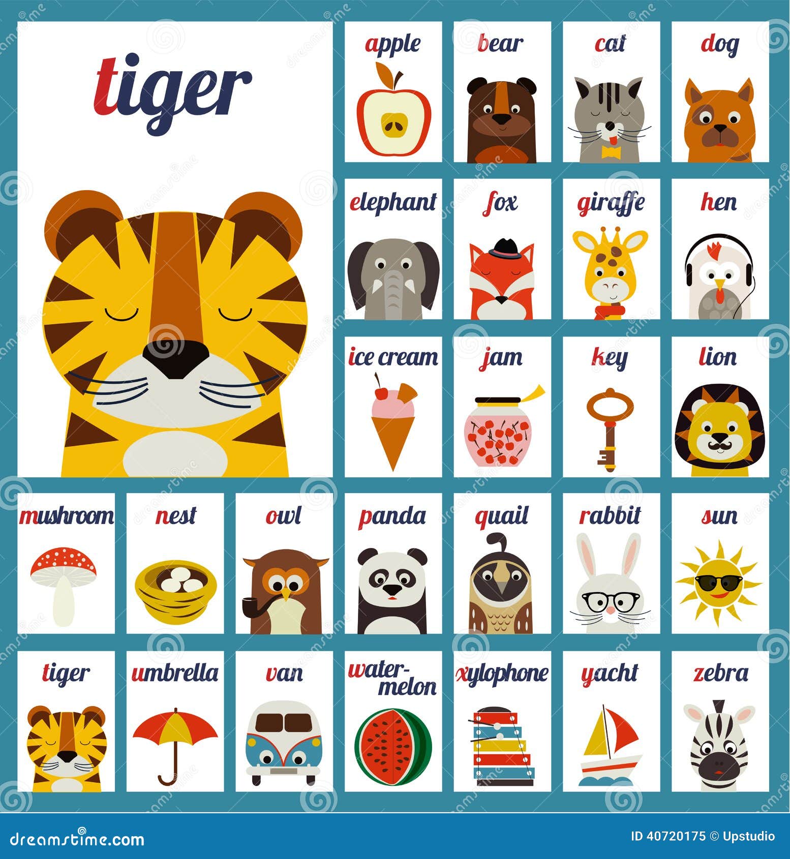 Illustrated Alphabet Letters Stock Vector - Illustration of children ...