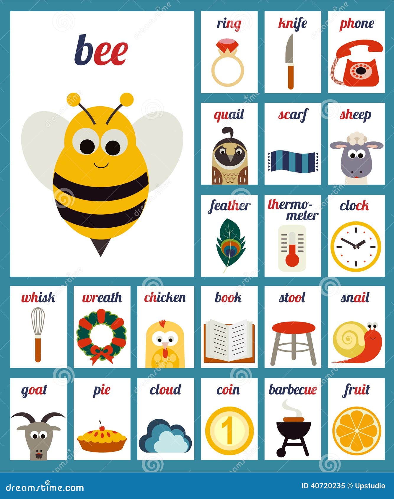 Illustrated Alphabet Phonemes Stock Vector - Illustration of learning ...