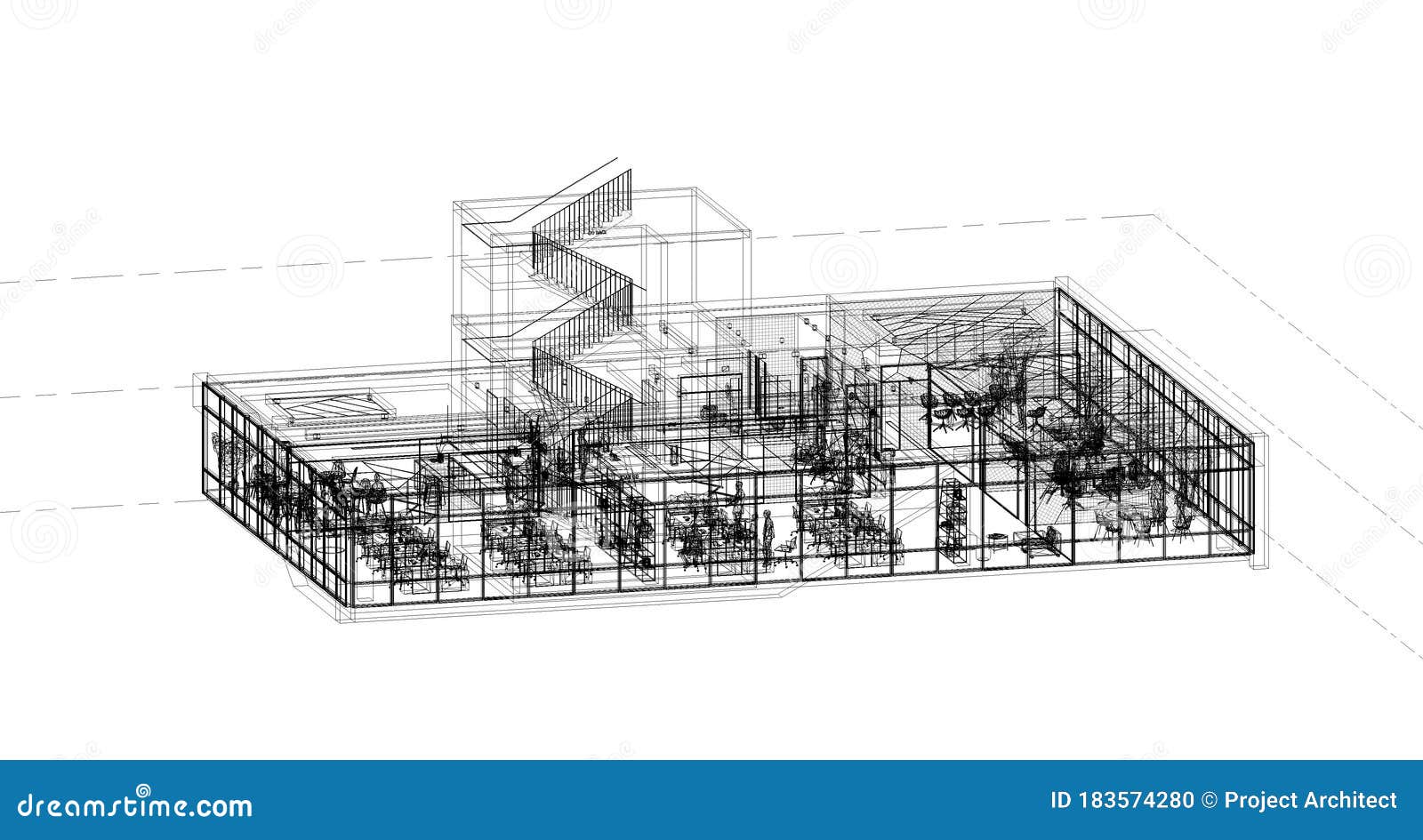 Architectural Floor Wireframe Illustration Design Stock Illustration ...