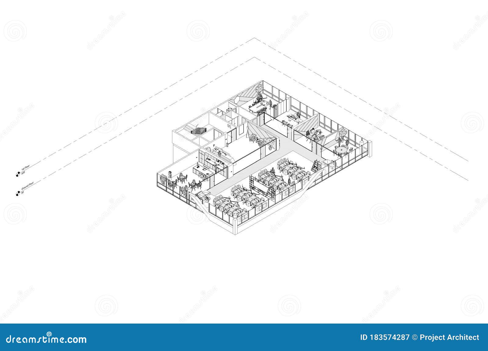 Architectural Floor Plan Sectional Cut Design Illustration Stock ...