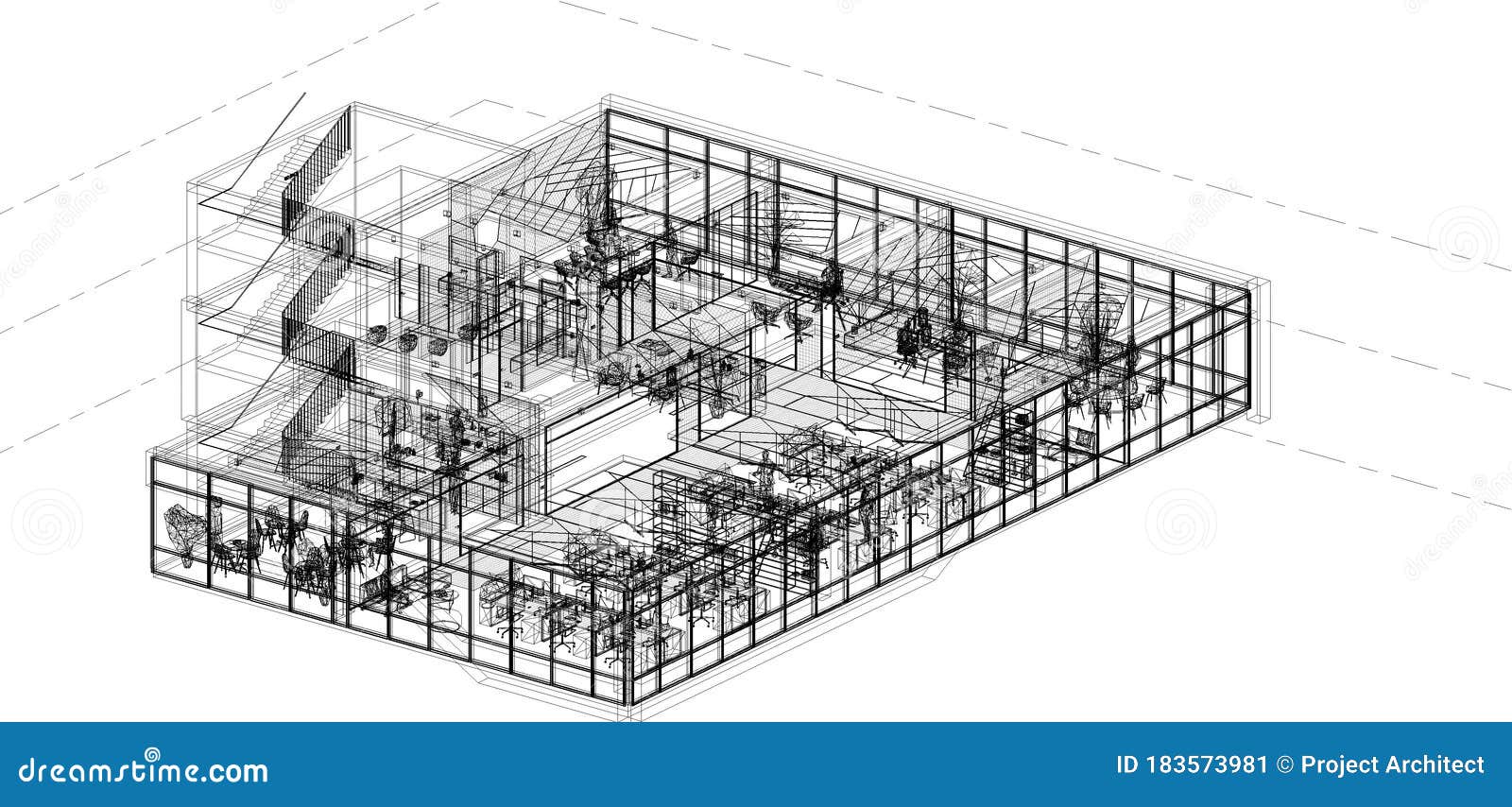 Architectural Floor Wireframe Cut Design Illustration Stock ...