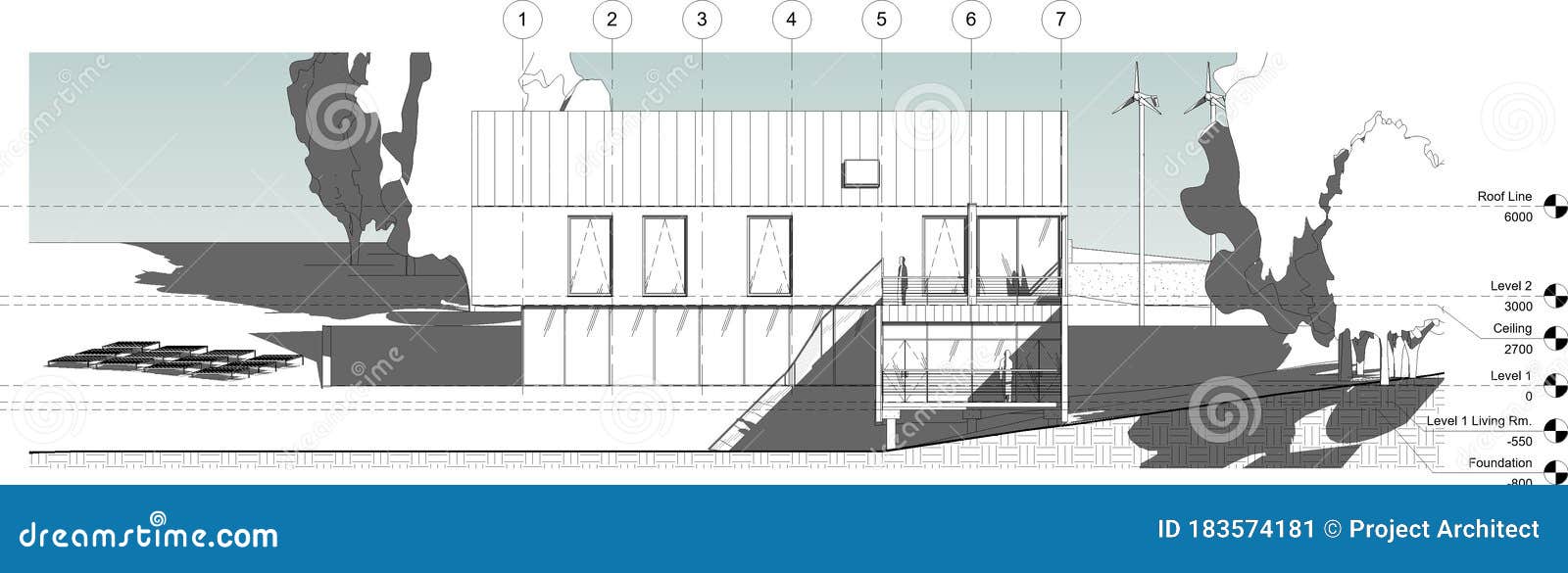Architectural Sectional Elevation Design Illustration Stock ...