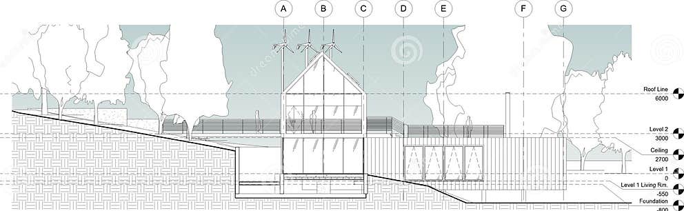 Architectural Sectional Elevation Design Illustration Stock ...