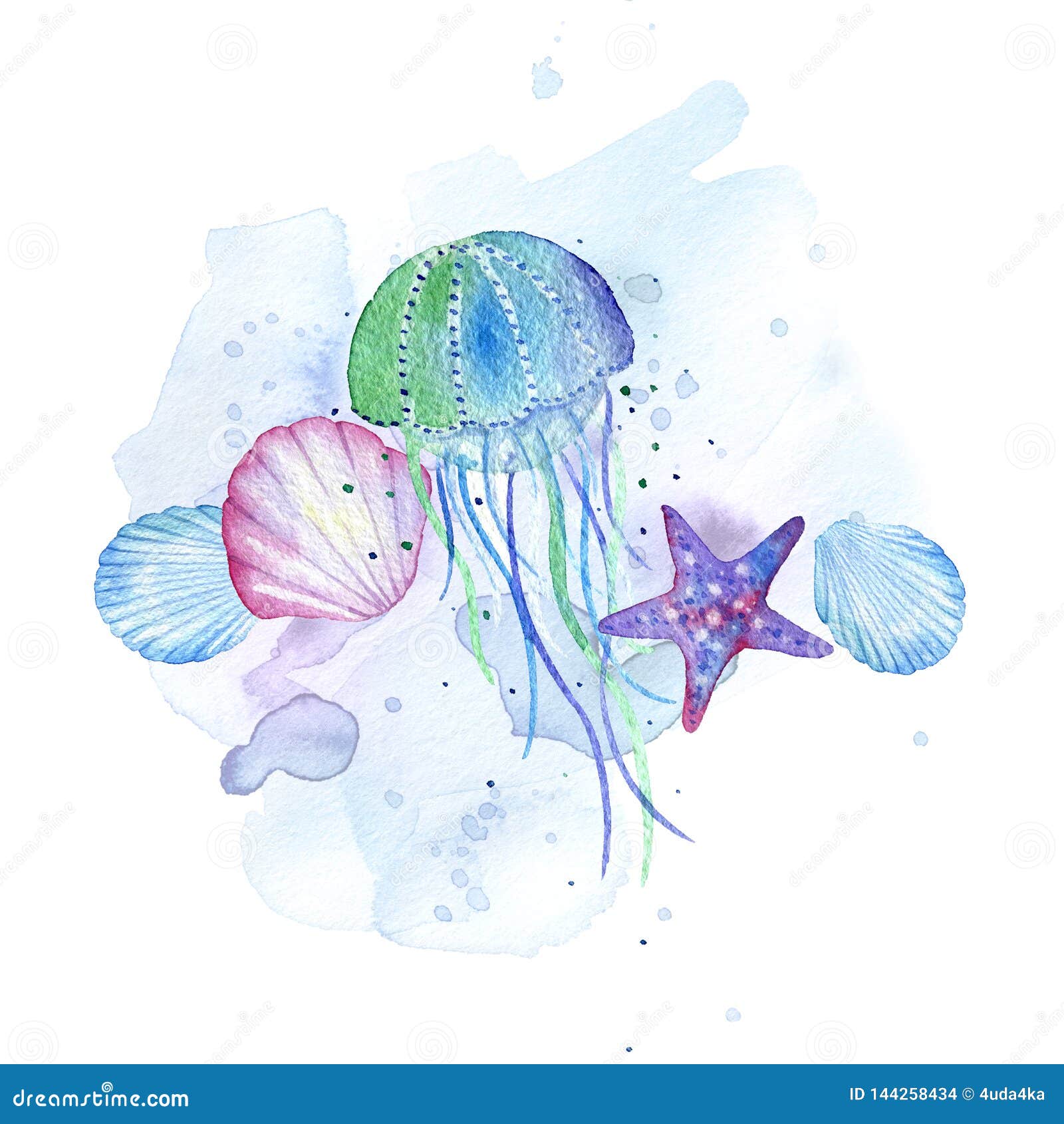 Pastel Illustrated Sea Background Stock Illustration - Illustration of ...
