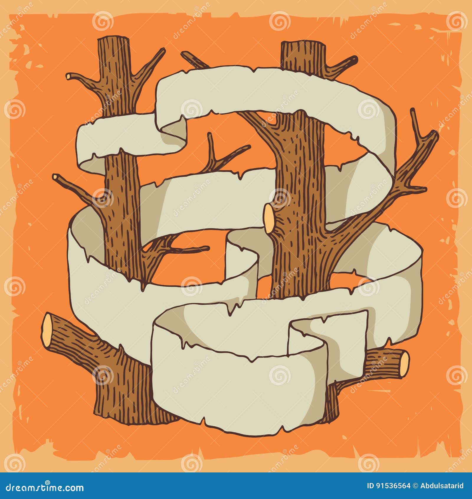 Illustrated Banner Around Trees Stock Vector - Illustration of artistic ...