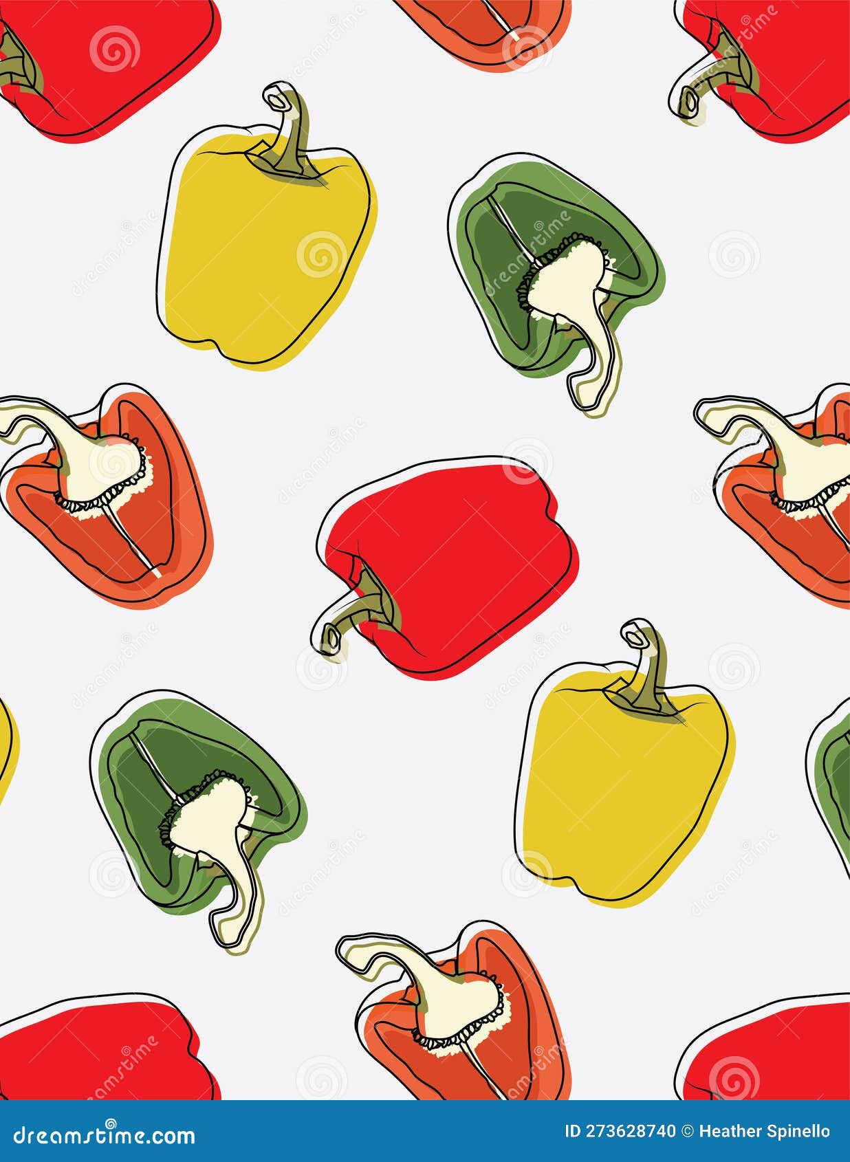 Illustrated Bell Pepper Pattern Stock Vector - Illustration of great ...