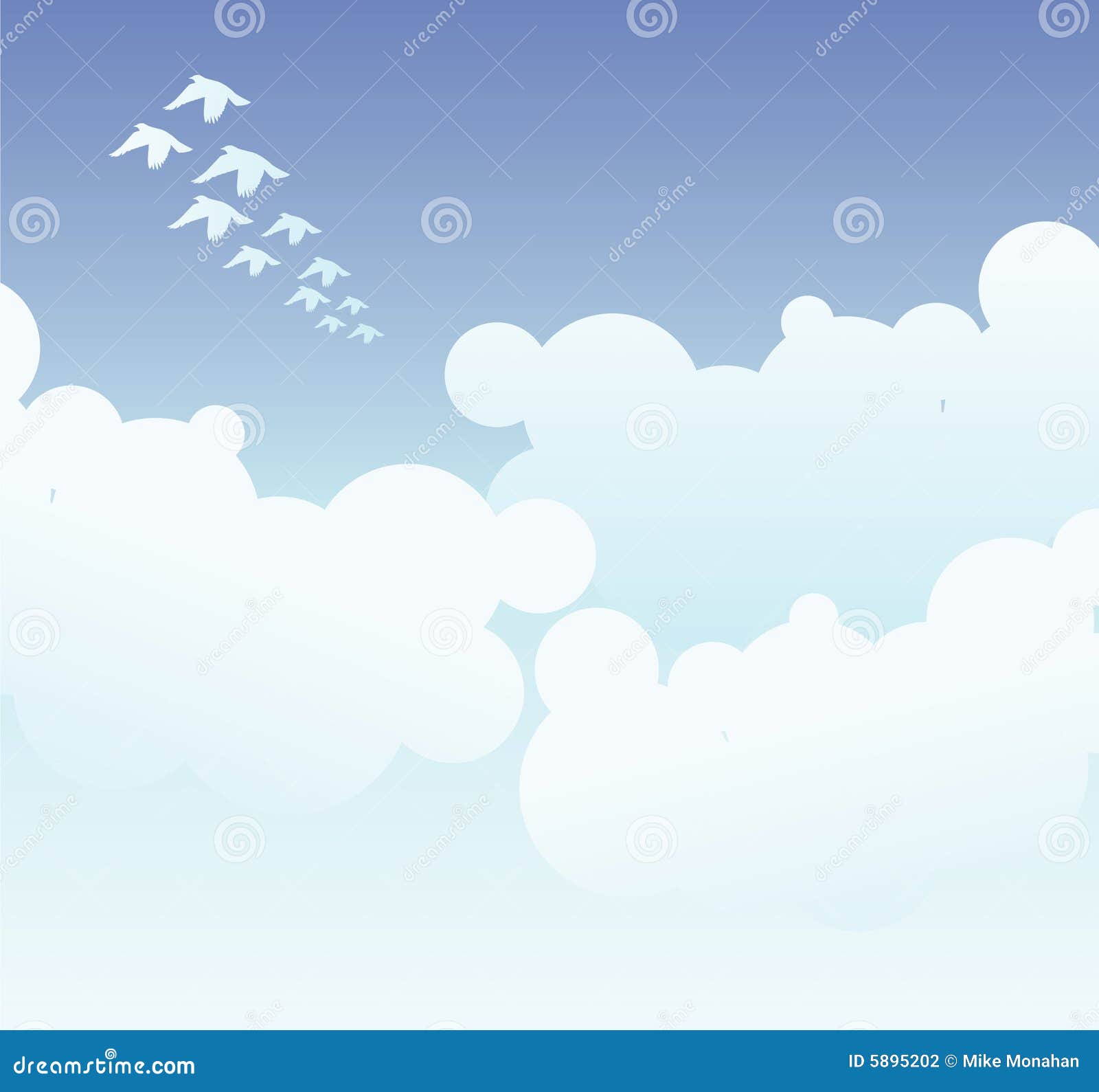 Illustrated birds in sky stock vector. Illustration of bird - 5895202