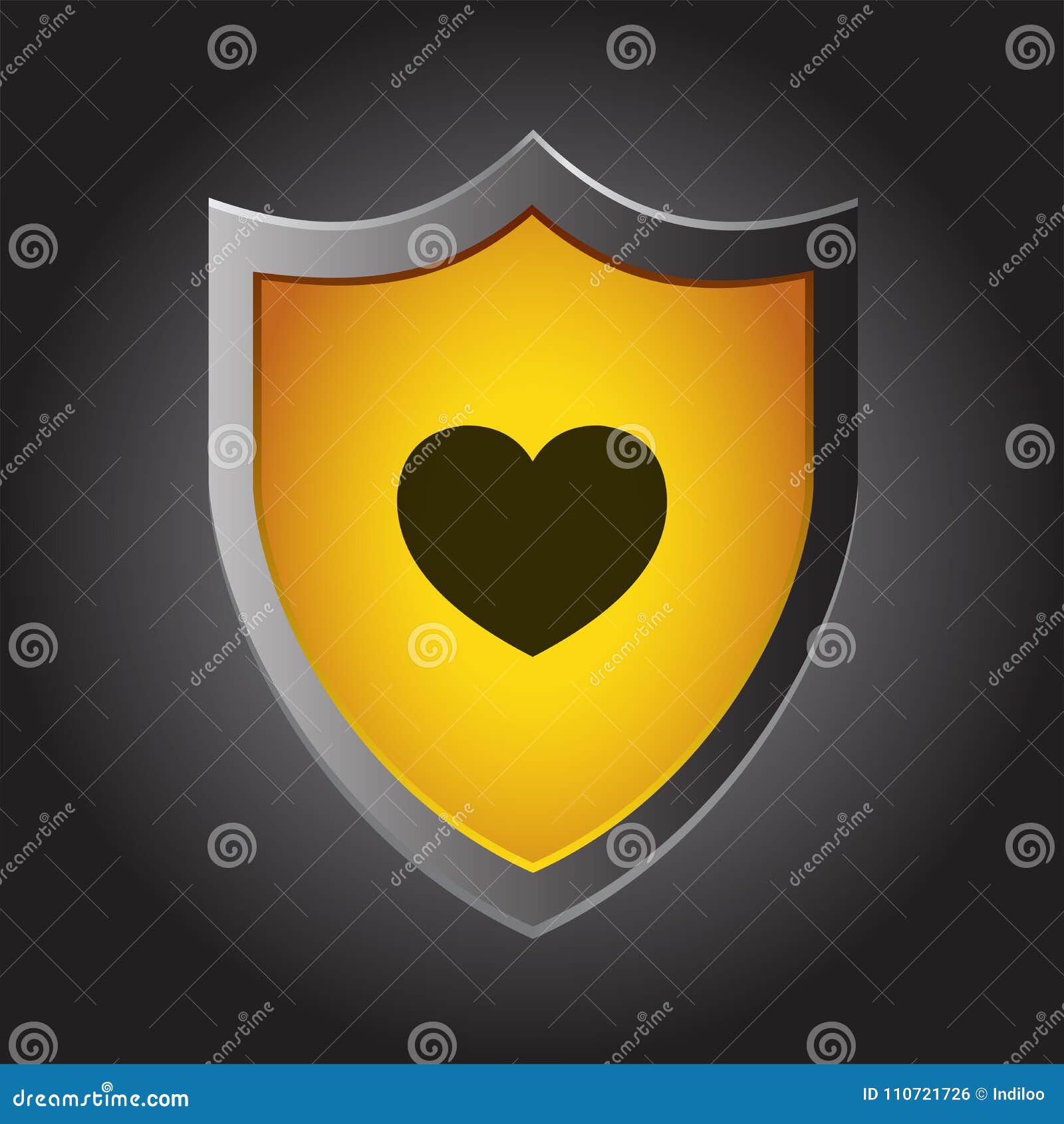 Illustrated Heart in Shield Stock Illustration - Illustration of ...