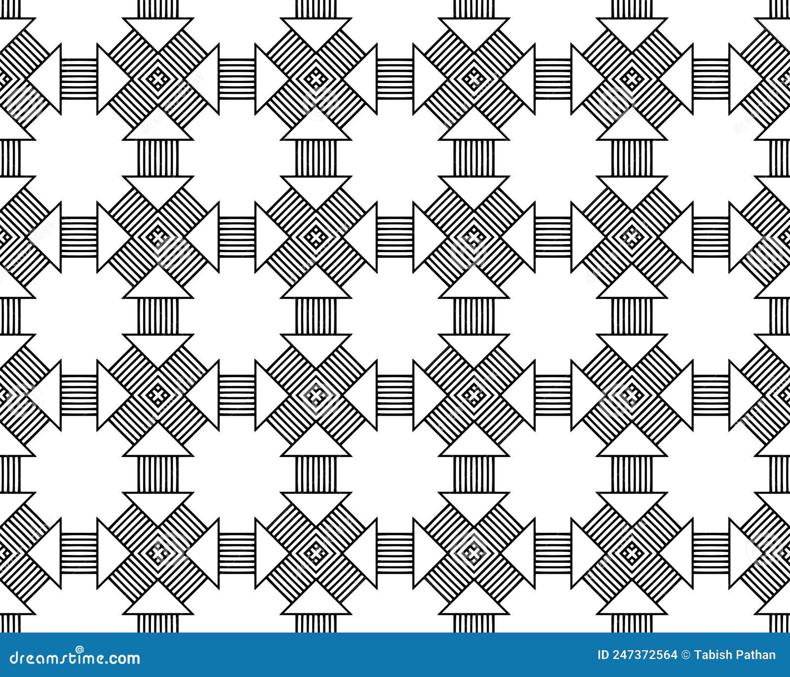 Illustrated Black-and-white Seamless Tile Pattern Stock Illustration ...