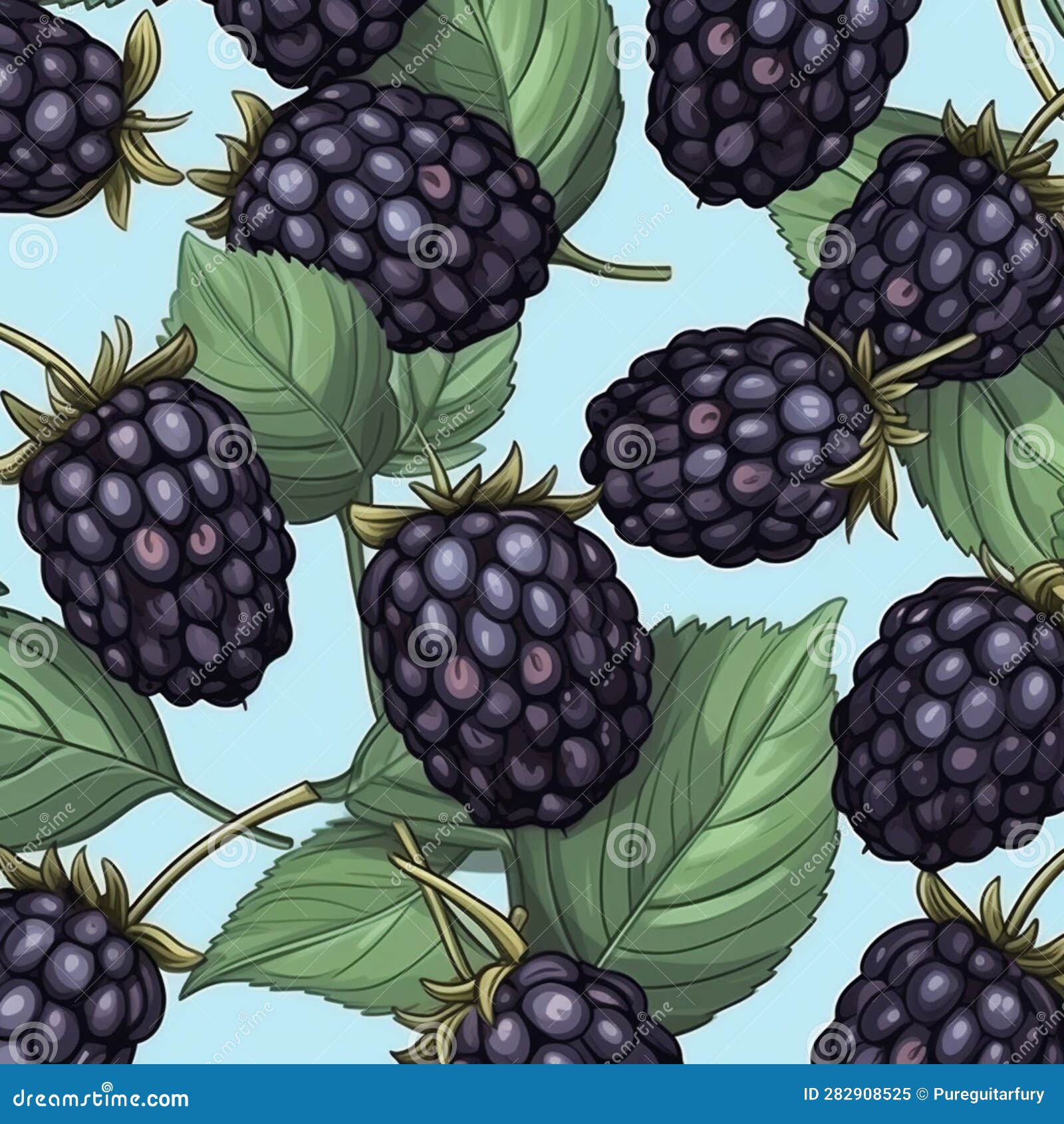 Illustrated Blackberry Background Tile Stock Illustration ...